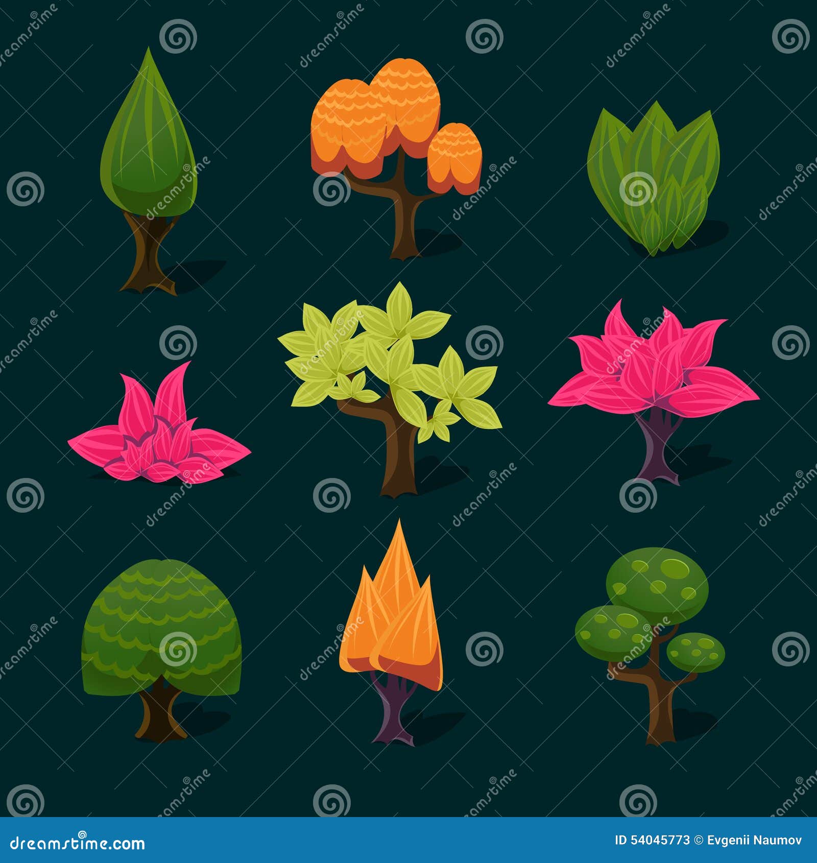 Illustration Isolated Set of Cartoon Tree Stock Vector - Illustration ...