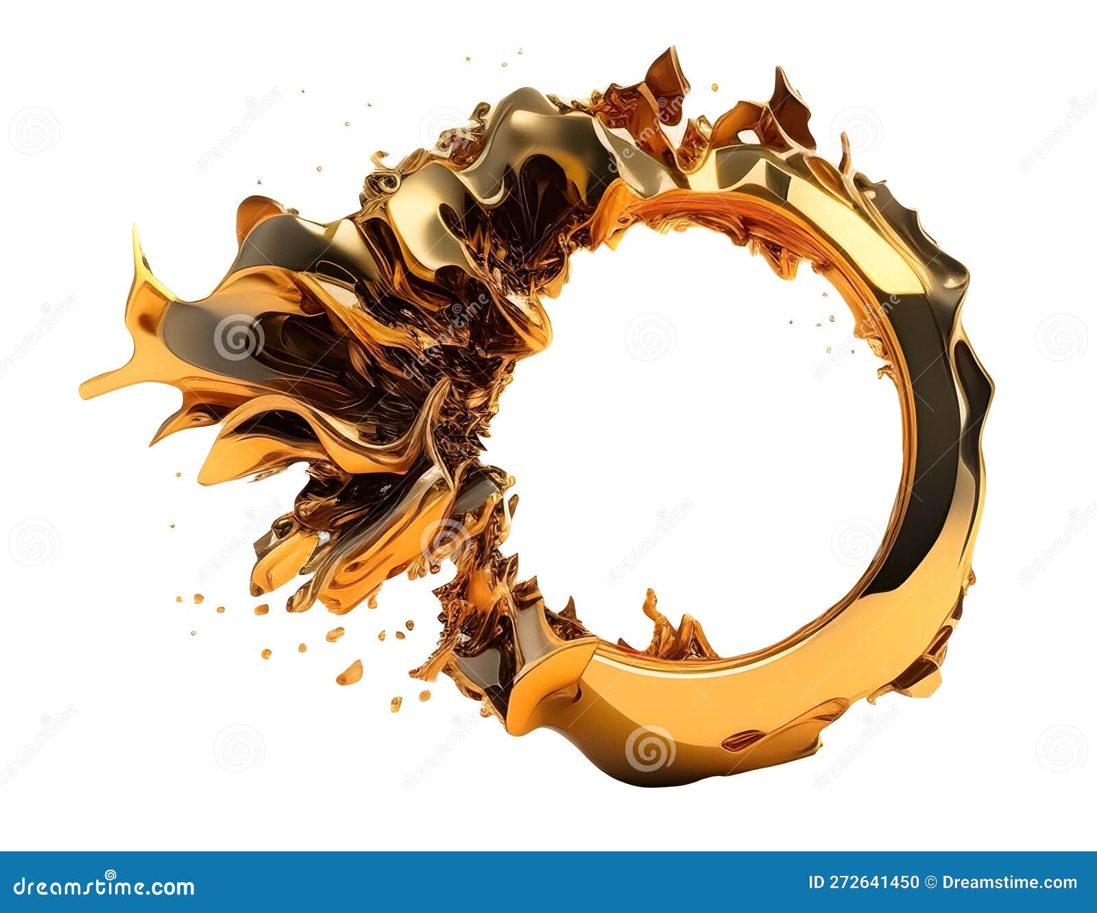 Gold Ring Explosion, Metallic Splashes. AI Generated Stock Illustration ...
