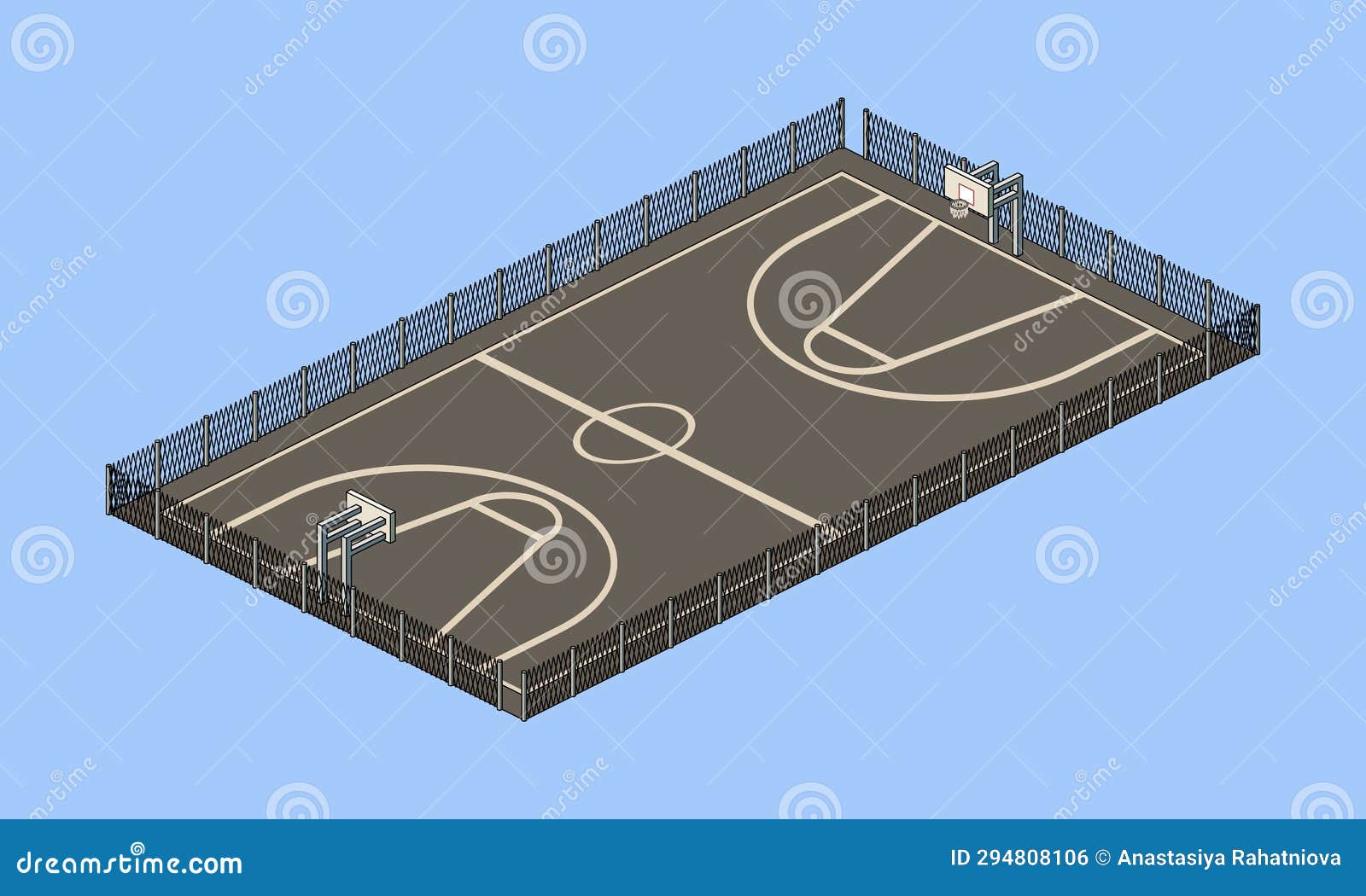 Illustration of Isometric Basketball Court. Vector Illustration Stock ...