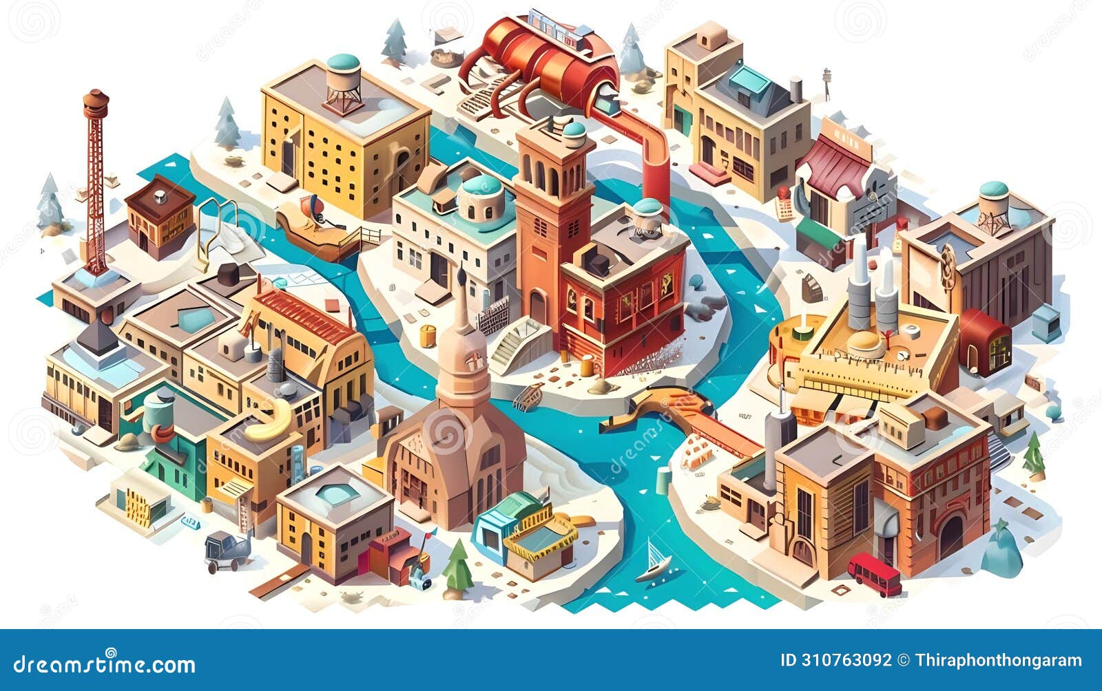 Illustration of Isometric City Map Stock Illustration - Illustration of ...