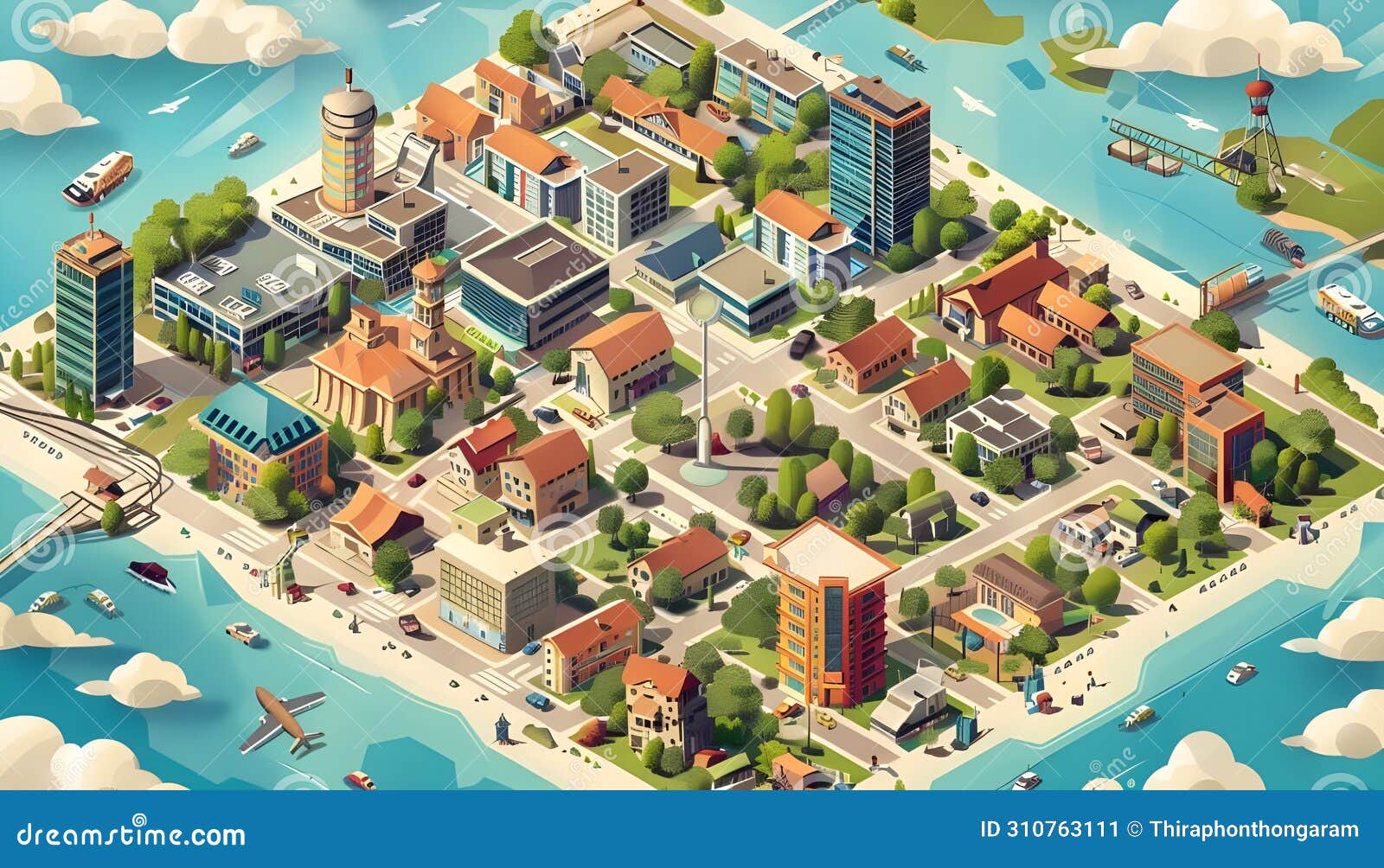 Illustration of Isometric City Map Stock Illustration - Illustration of ...
