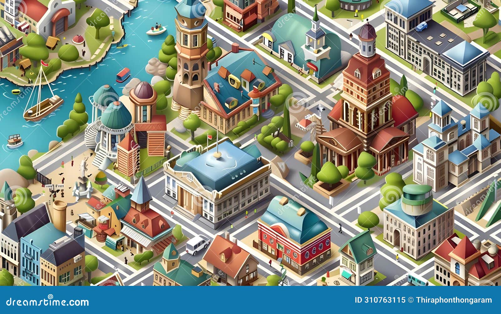 Illustration of Isometric City Map Stock Illustration - Illustration of ...