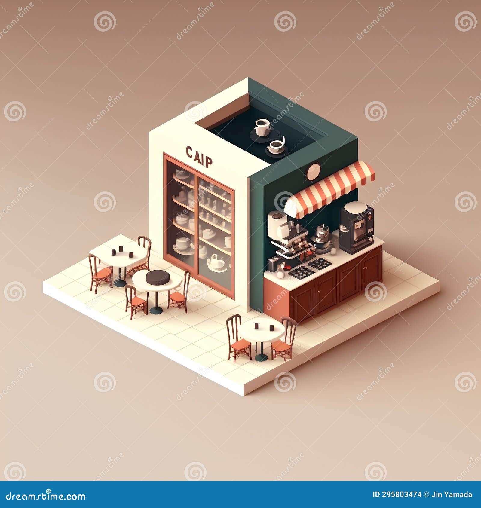 Illustration of Isometric Coffee Shop in Isometric 3d Graphic Stock ...