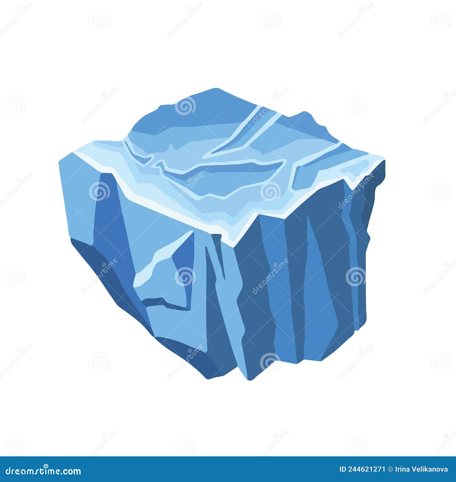Illustration of an Isometric Island Made of Ice, a Piece of Icy Land ...
