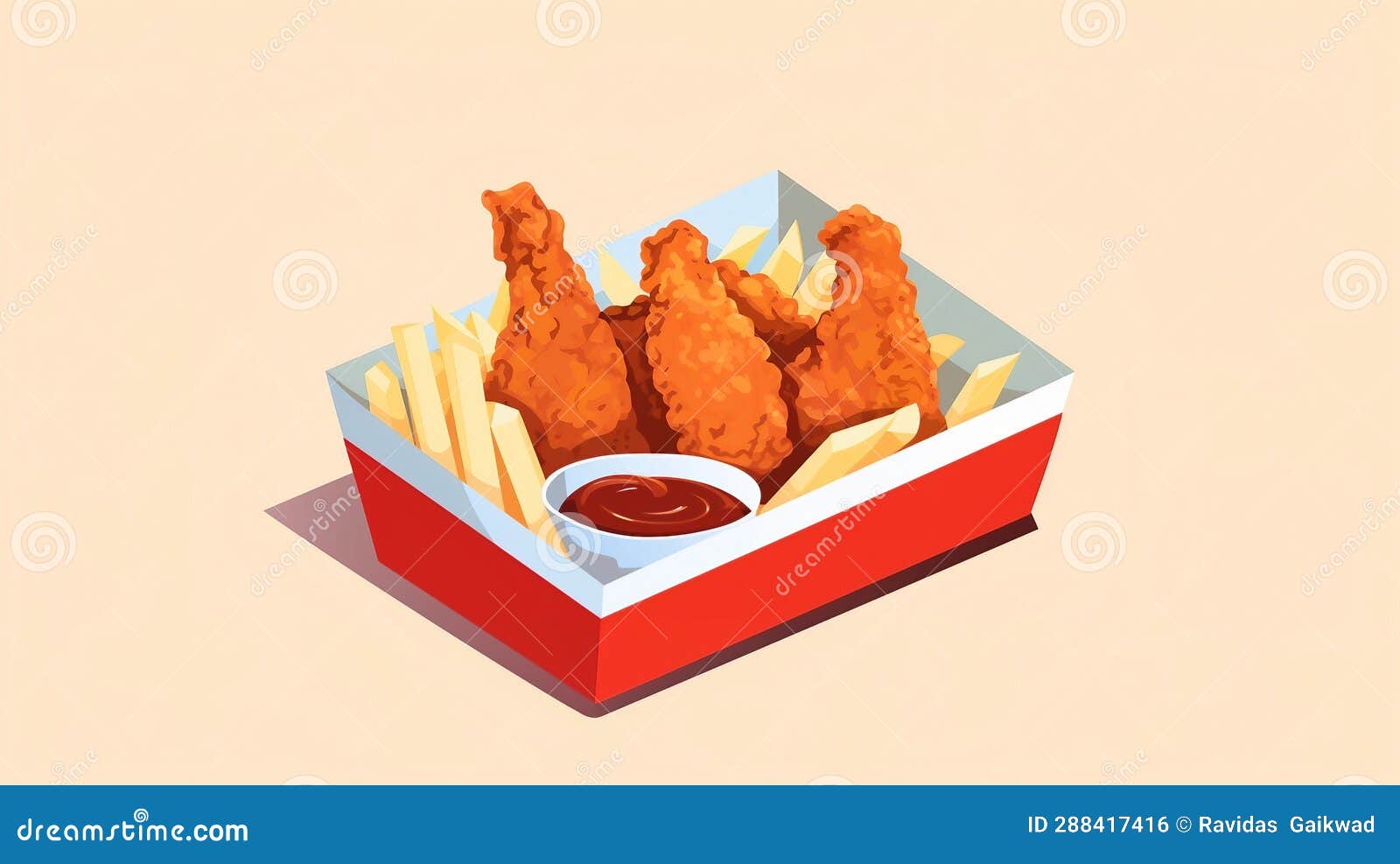An Illustration of an Isometric View of Fried Chicken in a Box AI ...