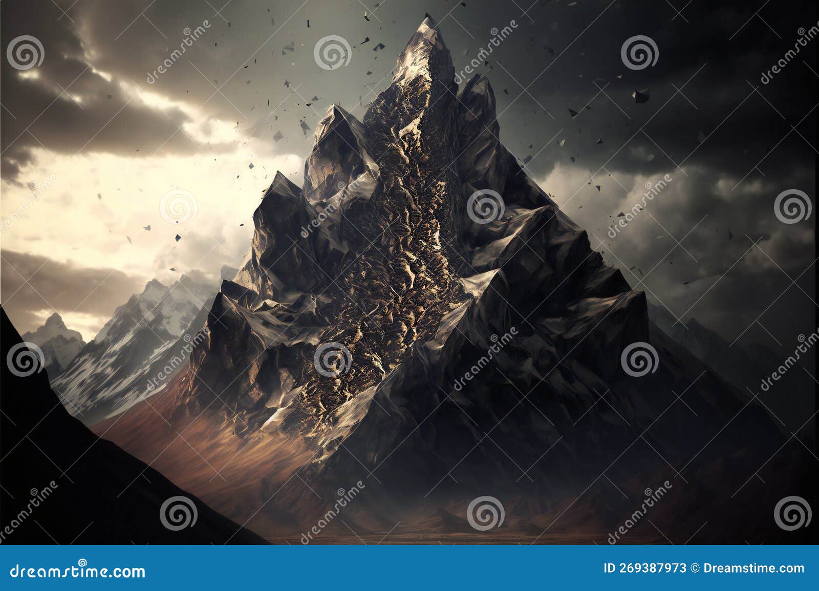 Jagged Mountain, Creative Digital Illustration, Nature, Mountains Stock ...