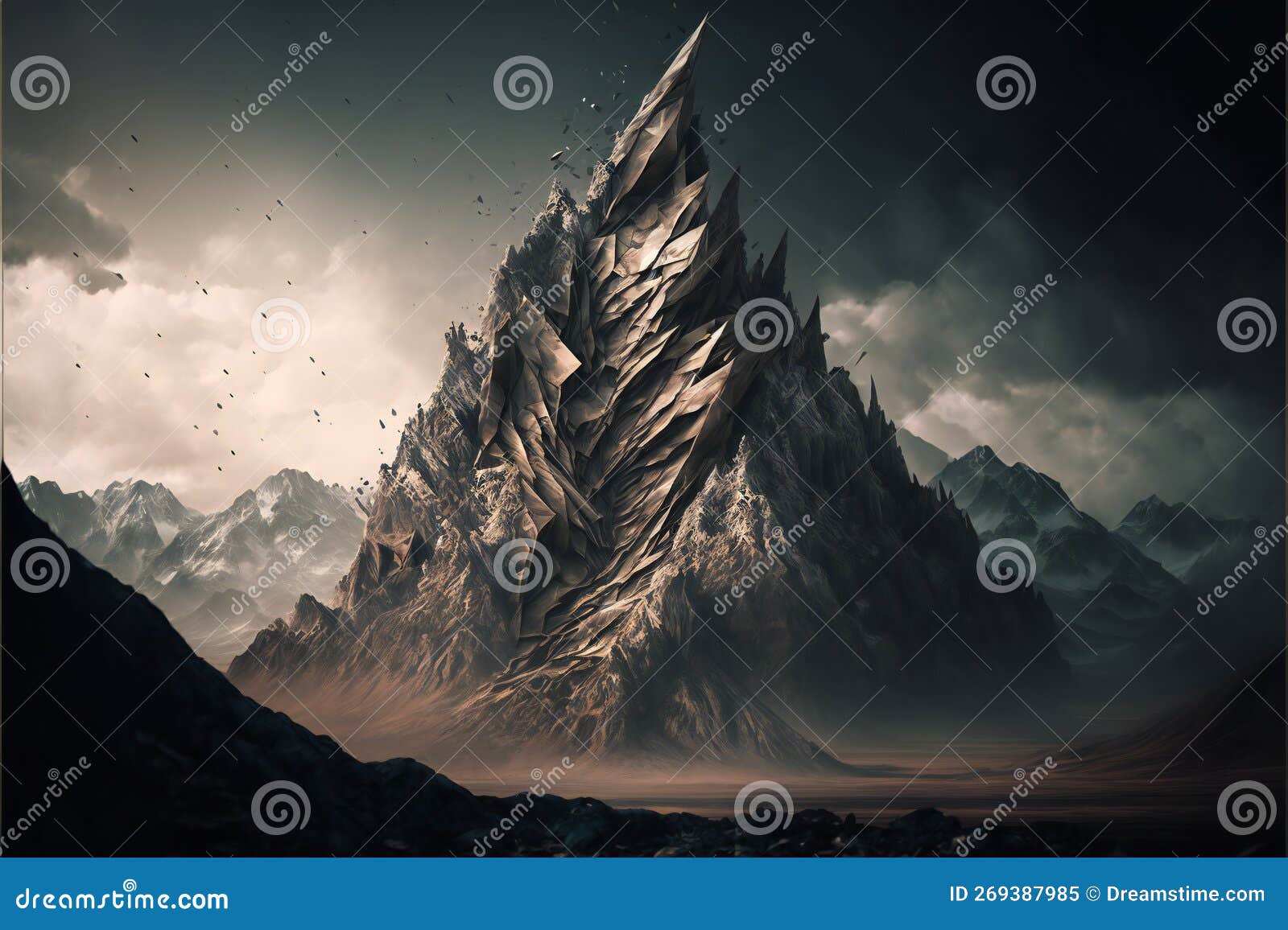 Jagged Mountain, Digital Illustration Artwork, Nature, Mountains Stock ...
