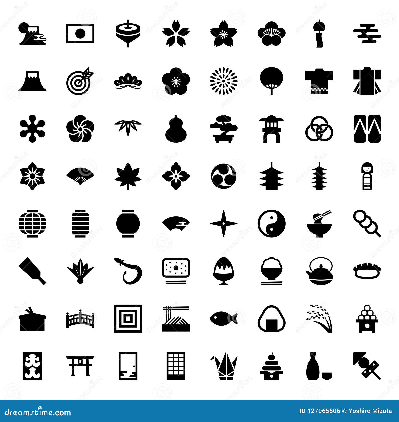 Illustration of Japanese Icon Set Stock Vector - Illustration of fuji ...