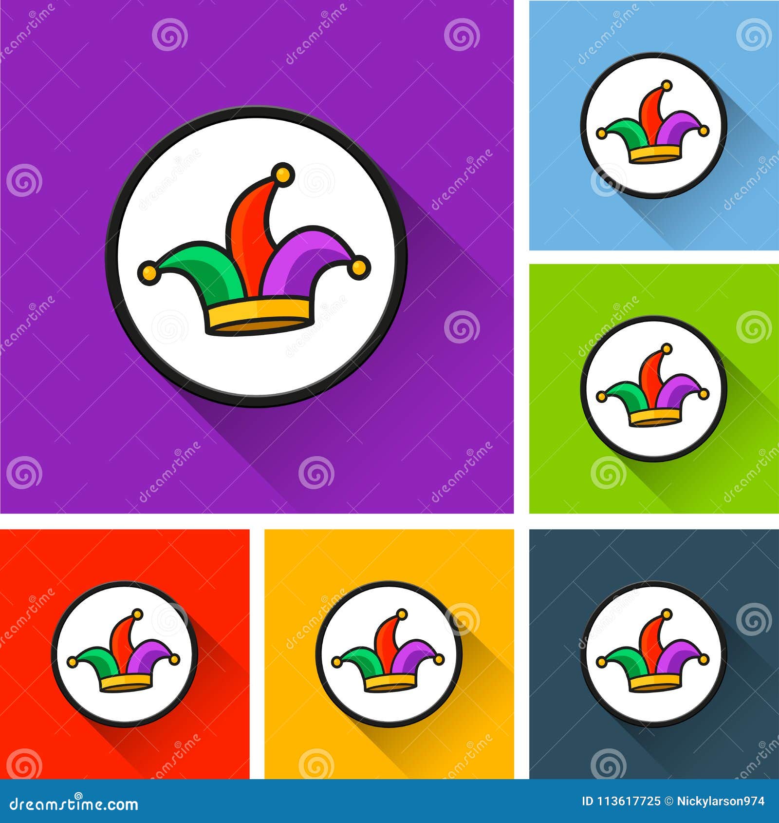 Jester Hat Icons with Long Shadow Stock Vector - Illustration of icon ...