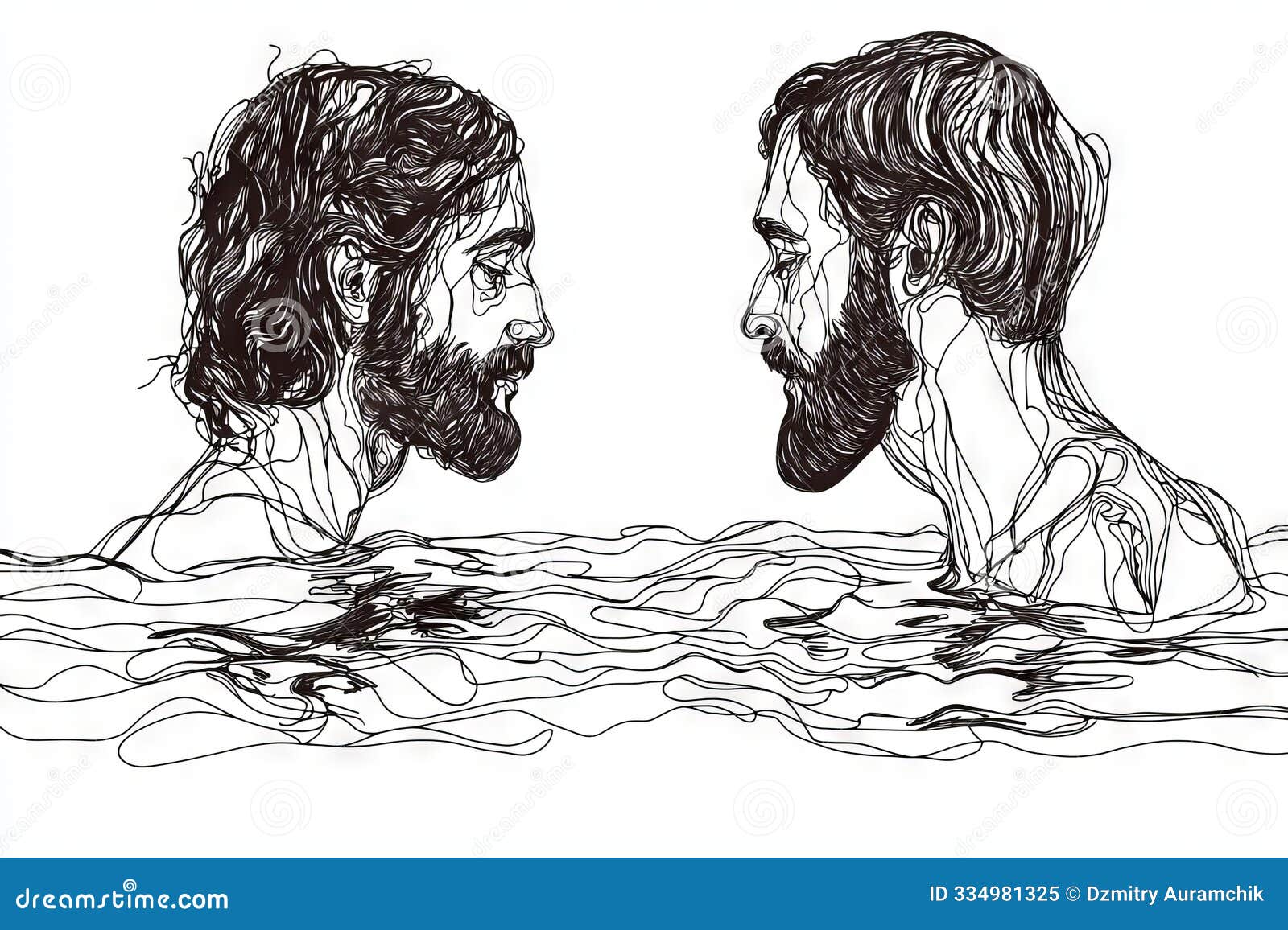 An Illustration of Jesus Being Baptized by John the Baptist in the ...