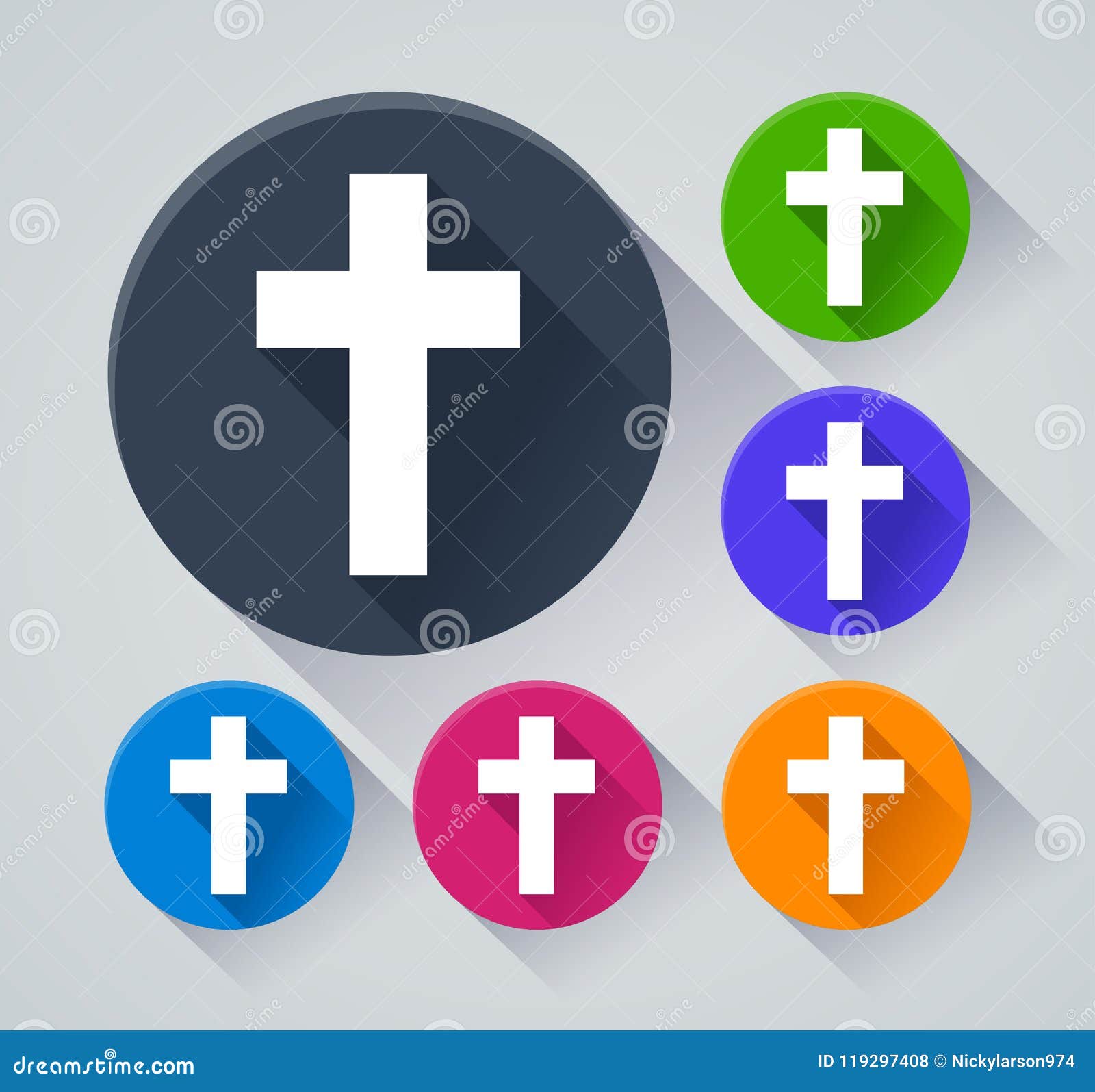 Fat Cross In Circle Icon, Flat Style Vector Illustration ...