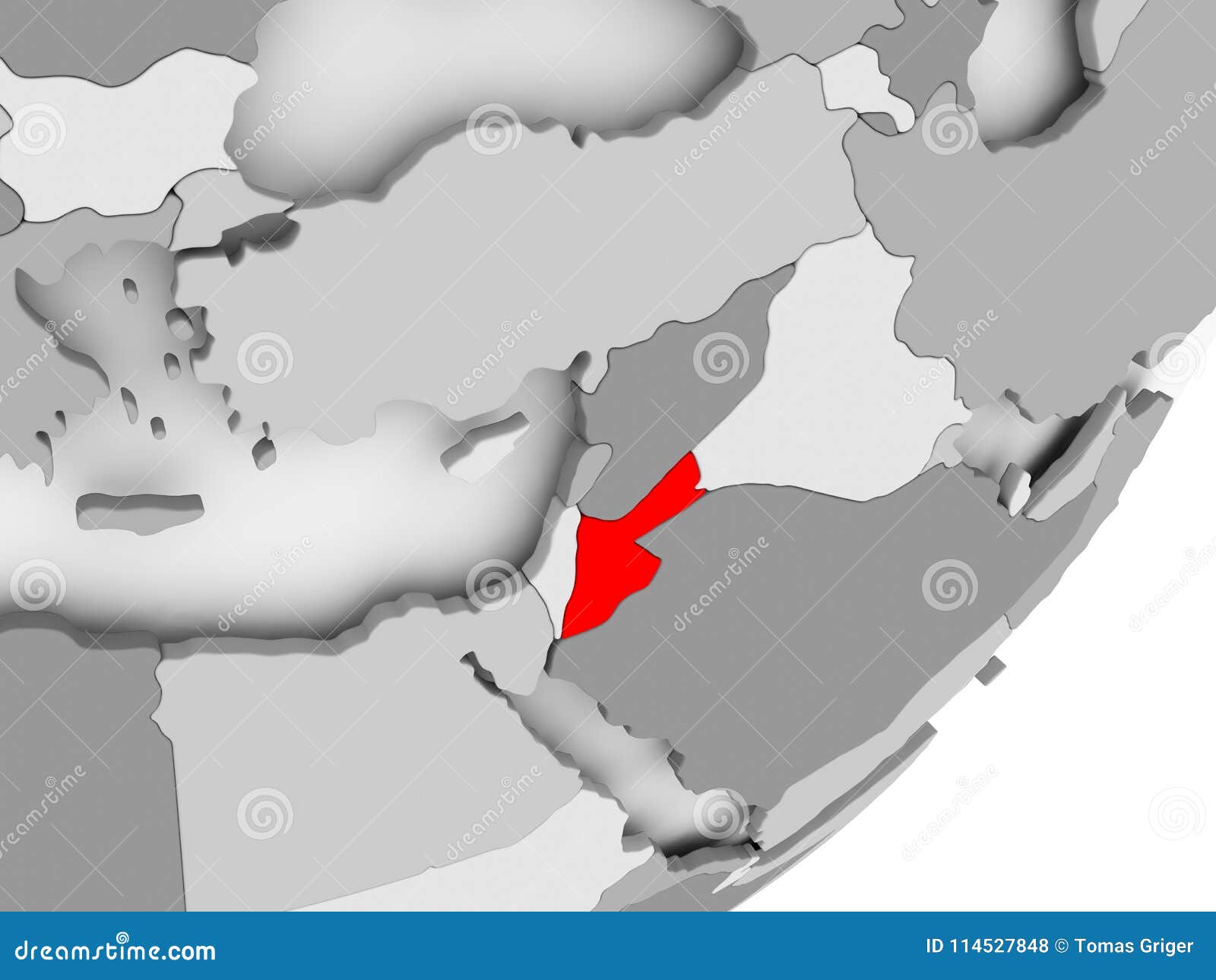 Jordan in red on grey map stock illustration. Illustration of grey ...