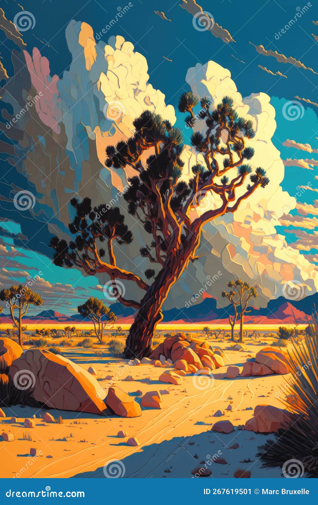 Illustration of a Joshua Tree Stock Illustration - Illustration of long ...