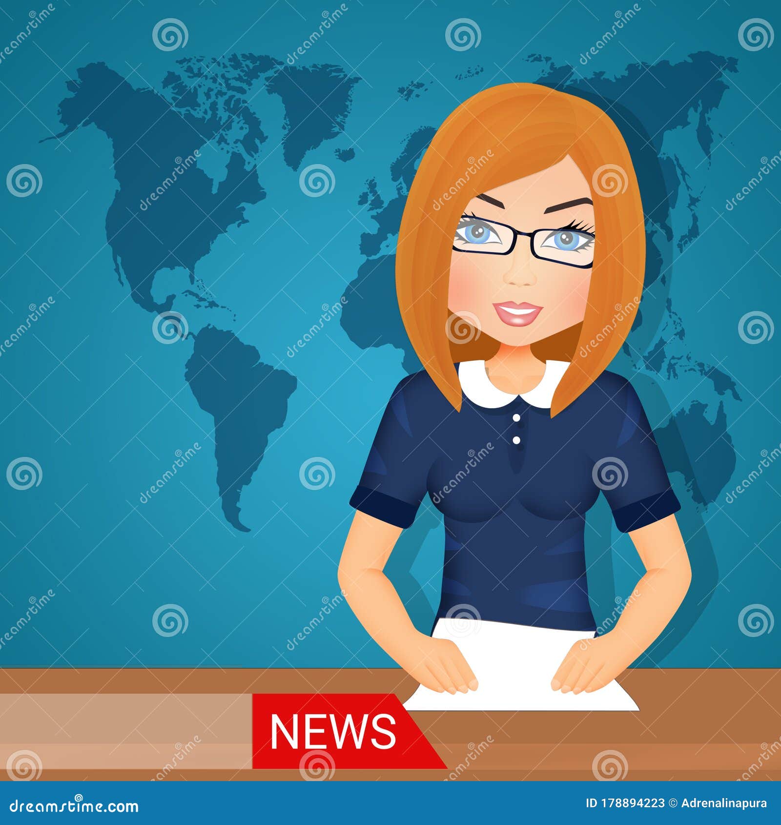 Journalist Woman Reporter Presenting Live News Talk With Microphone ...