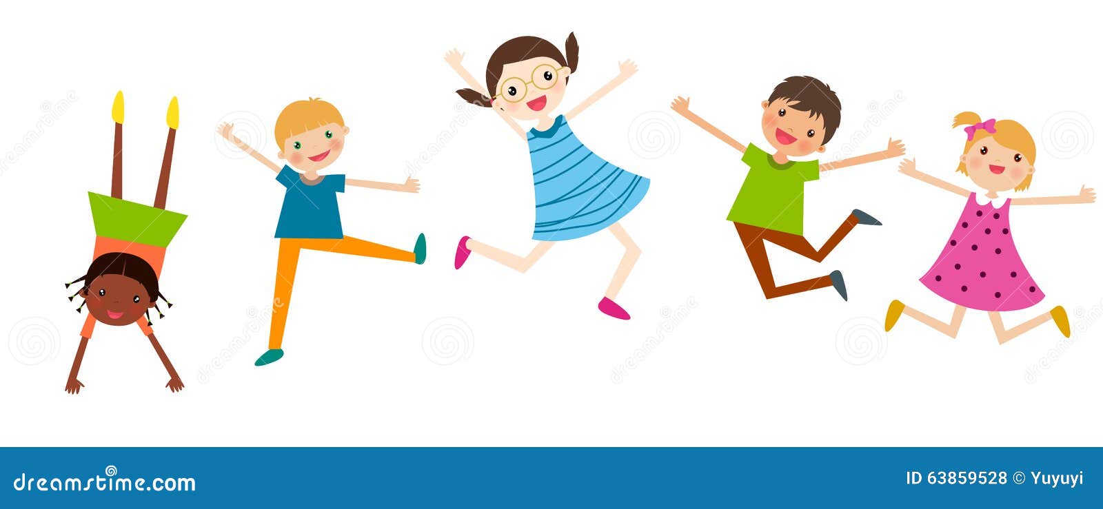 An Illustration of Jumping Kids Stock Vector - Illustration of joyful ...