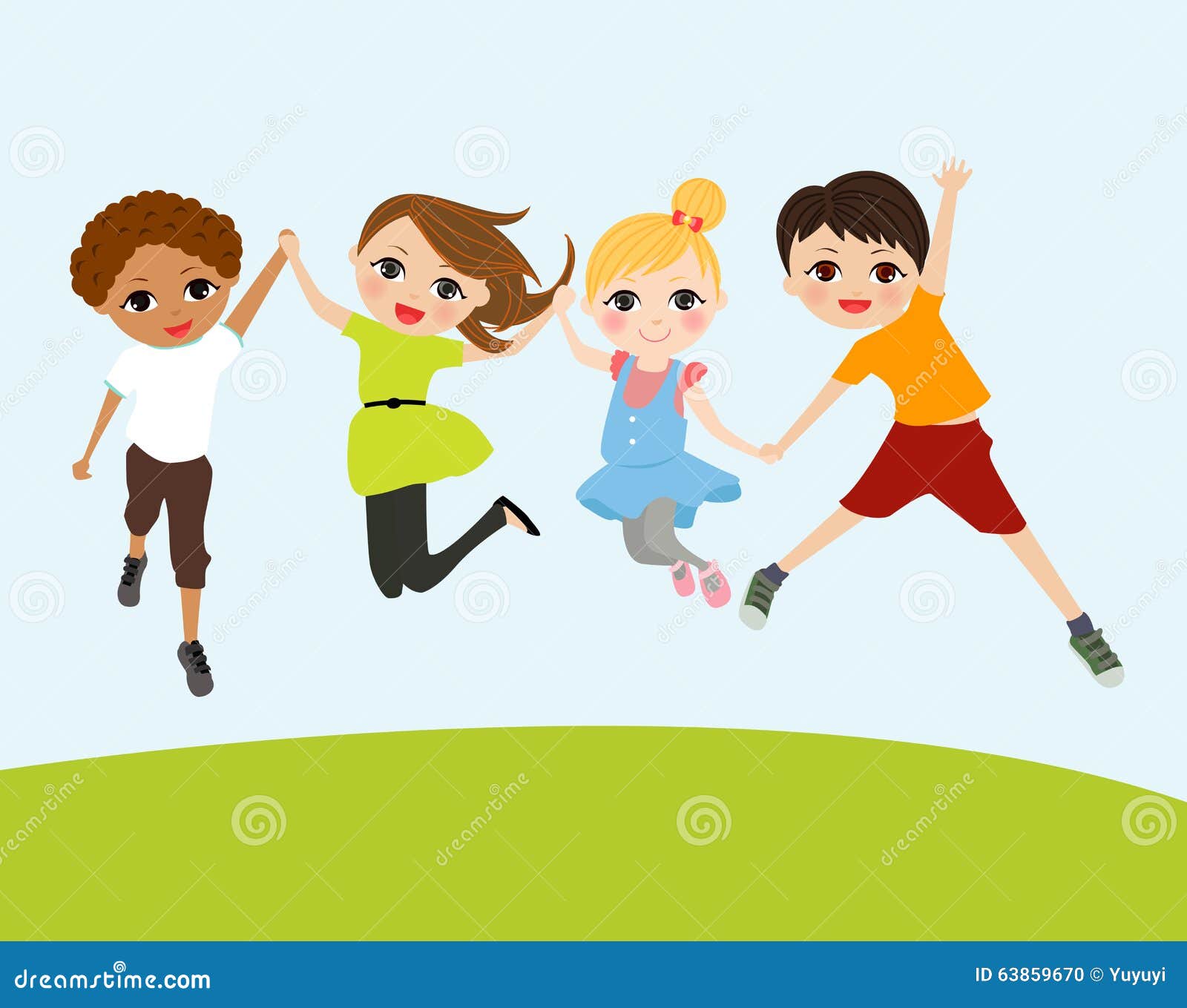 An Illustration of Jumping Kids Stock Vector - Illustration of ...