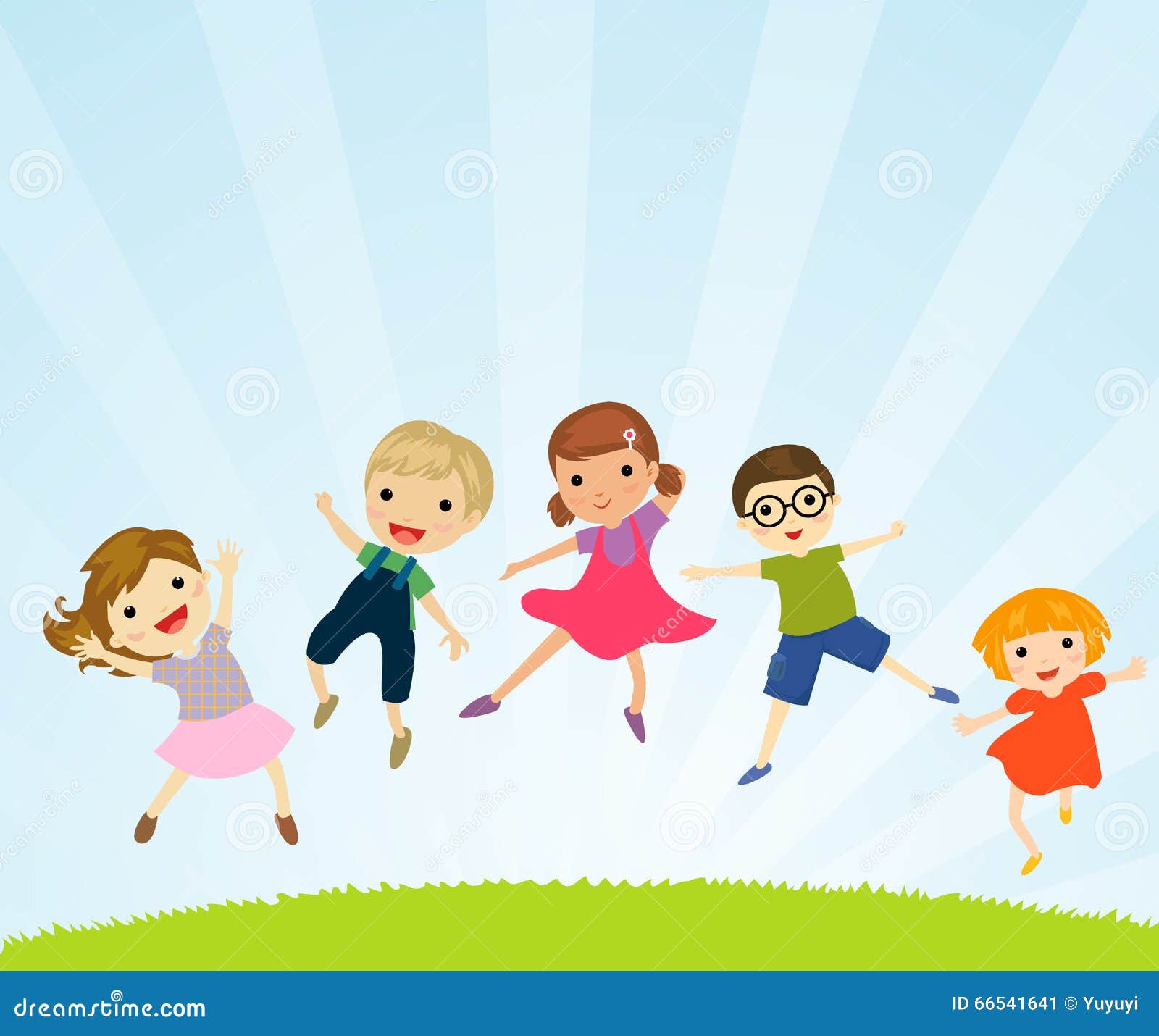 An Illustration of Jumping Kids Stock Vector - Illustration of euphoria ...
