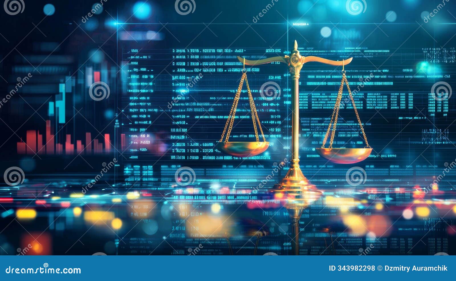 Illustration of Justice and Law with Scales and Codes of Justice. Stock ...