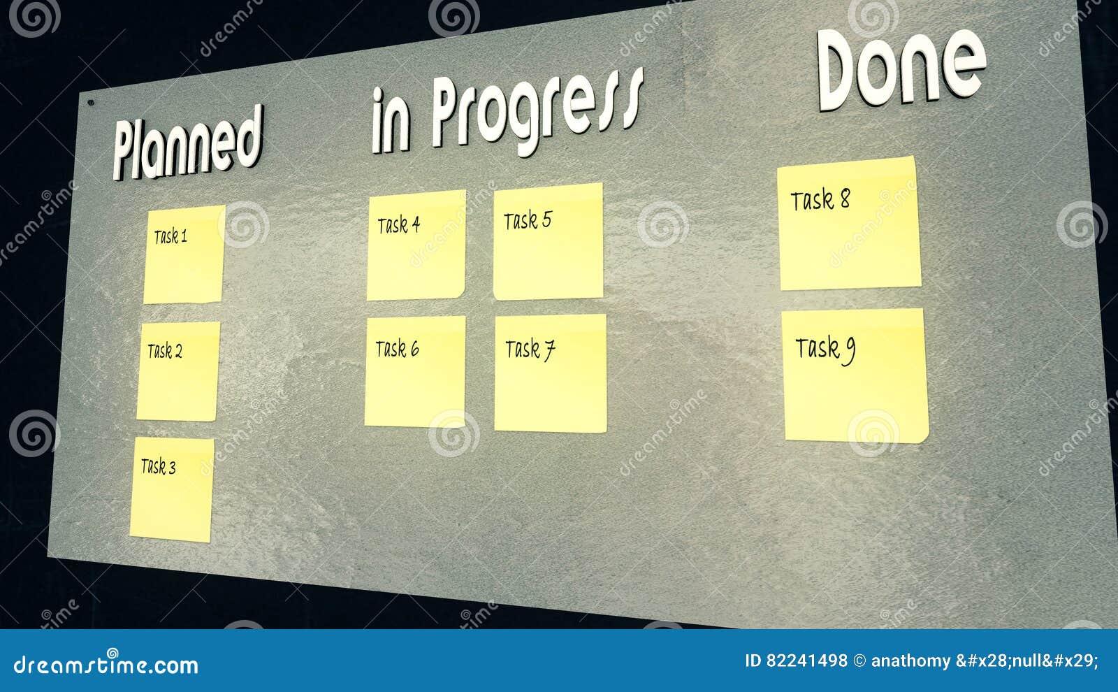 Illustration: Kanban Board - Planned, in Progress and Done Stock Photo ...
