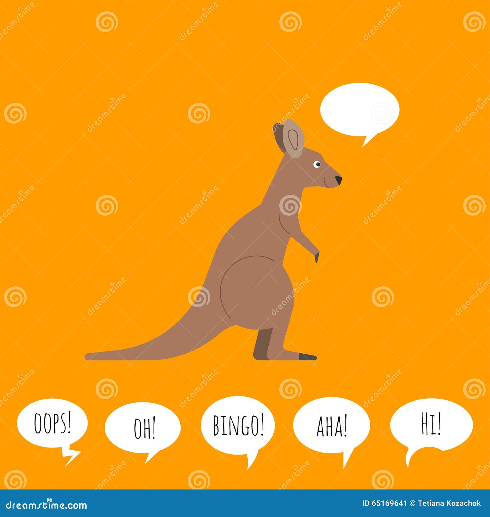 Illustration of Kangaroo with Speech Bubble. Flat Style Stock Vector ...