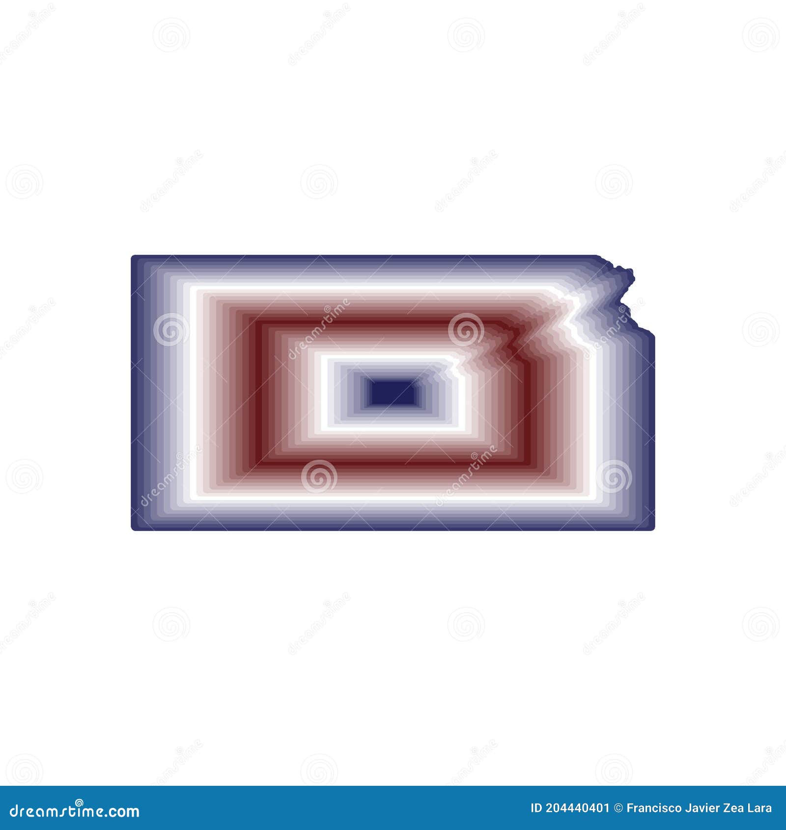 Illustration of the Kansas State Map with Red, Blue and White Color ...
