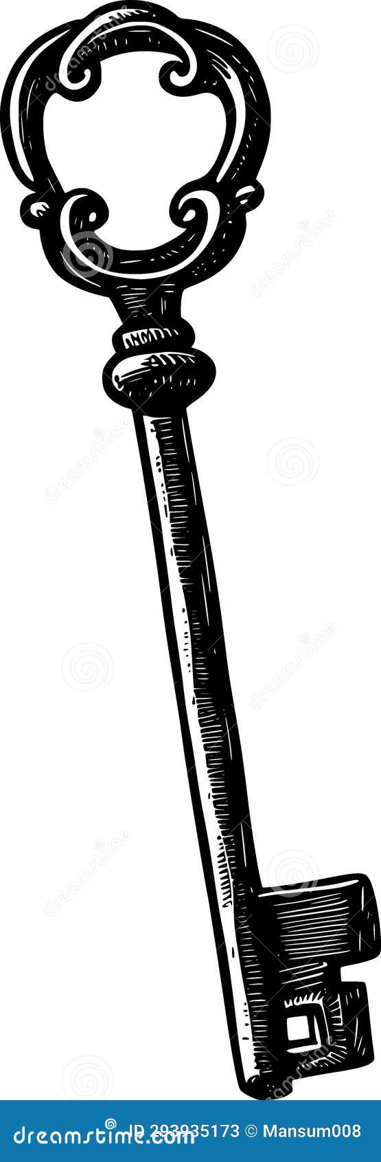 Illustration of Key, Black and White Stock Illustration - Illustration ...