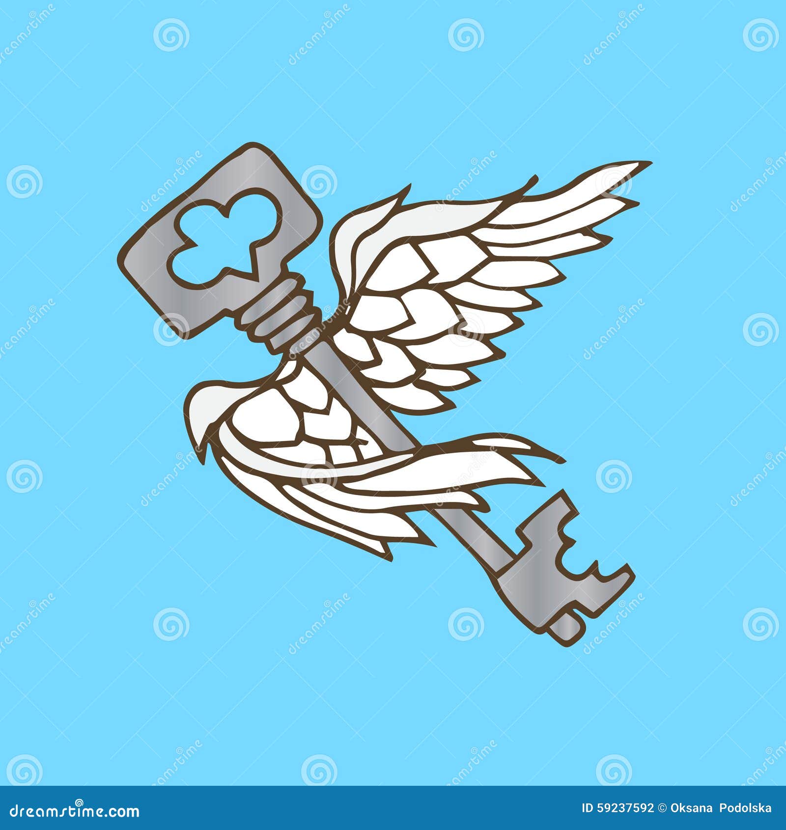 Illustration of the Key with Wings. Flying Key with Angel Wings. Stock ...