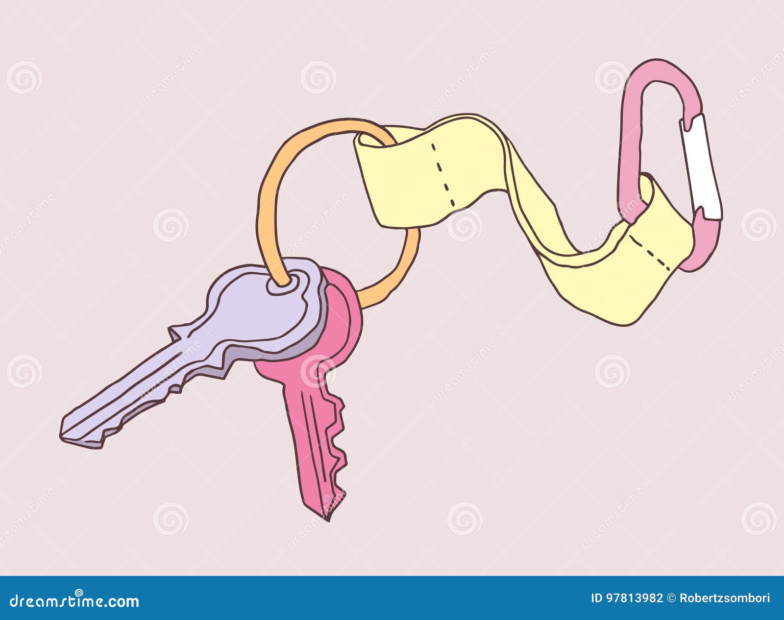 Illustration of Keyring Holding Two Keys in Color Stock Vector ...