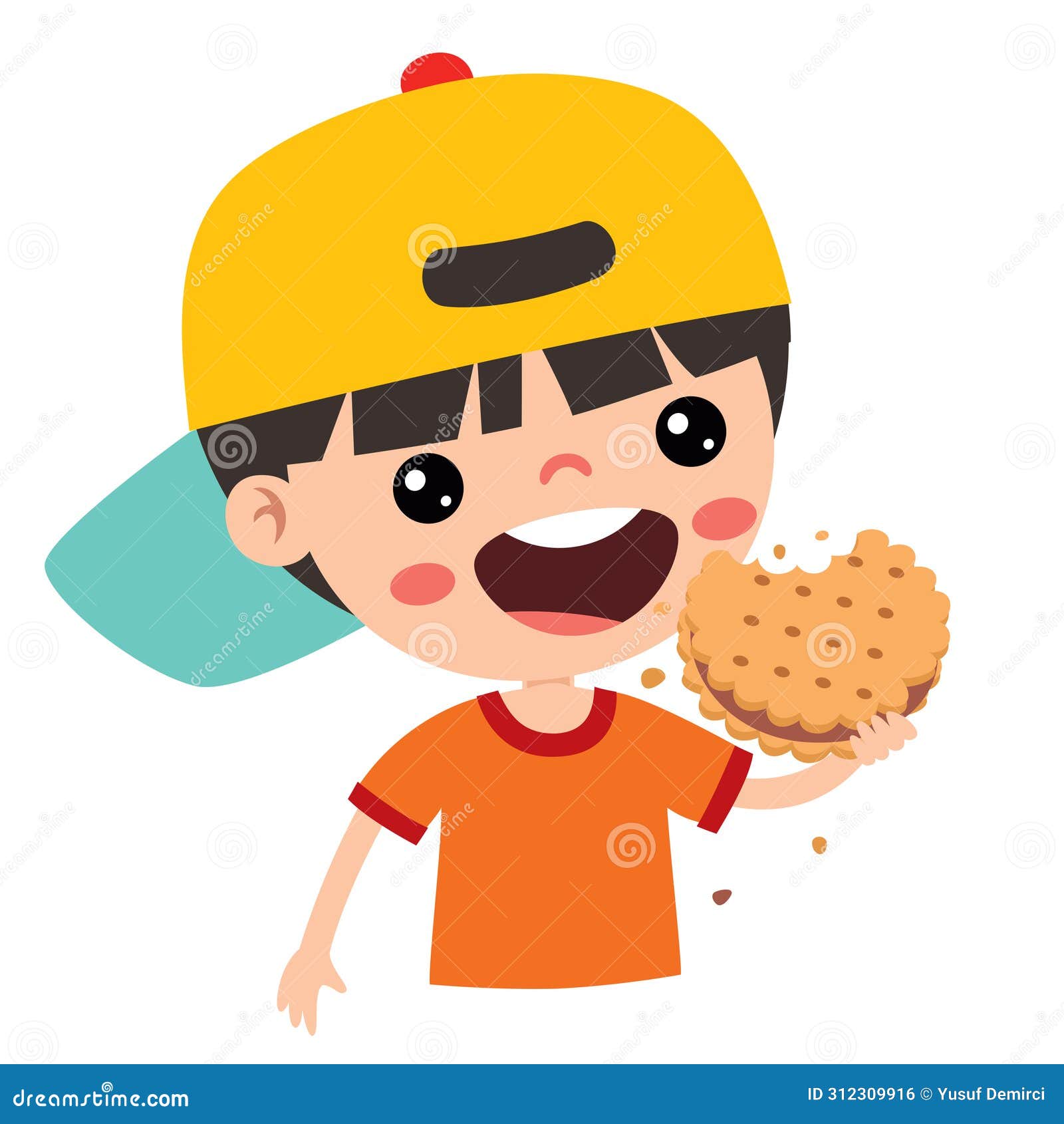 Illustration of Kid with Biscuit Stock Illustration - Illustration of ...