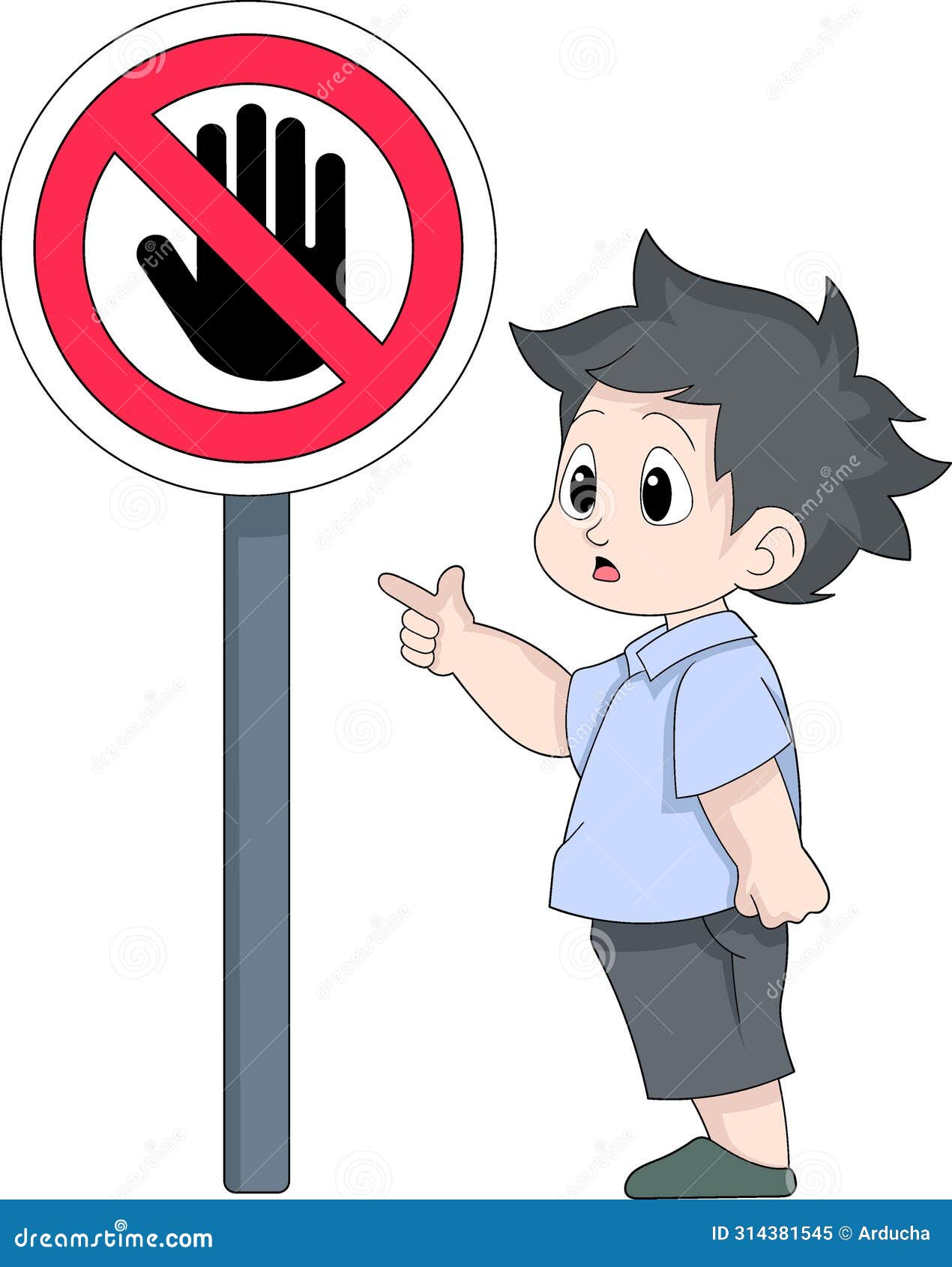 Illustration of a Kid Boy Studying Stop Signs Stock Vector ...