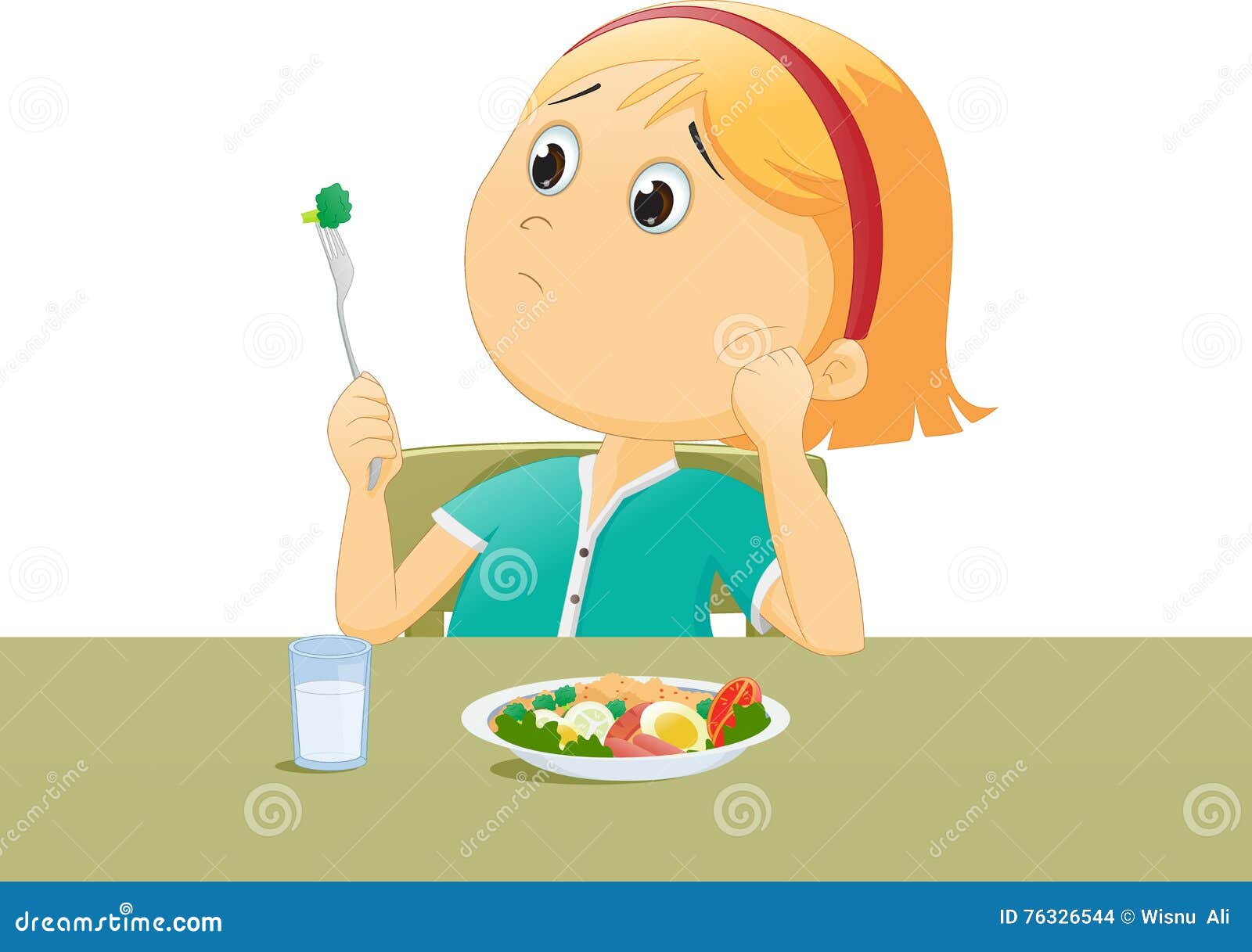Illustration of Kid Sad with His Breakfast Stock Vector - Illustration ...