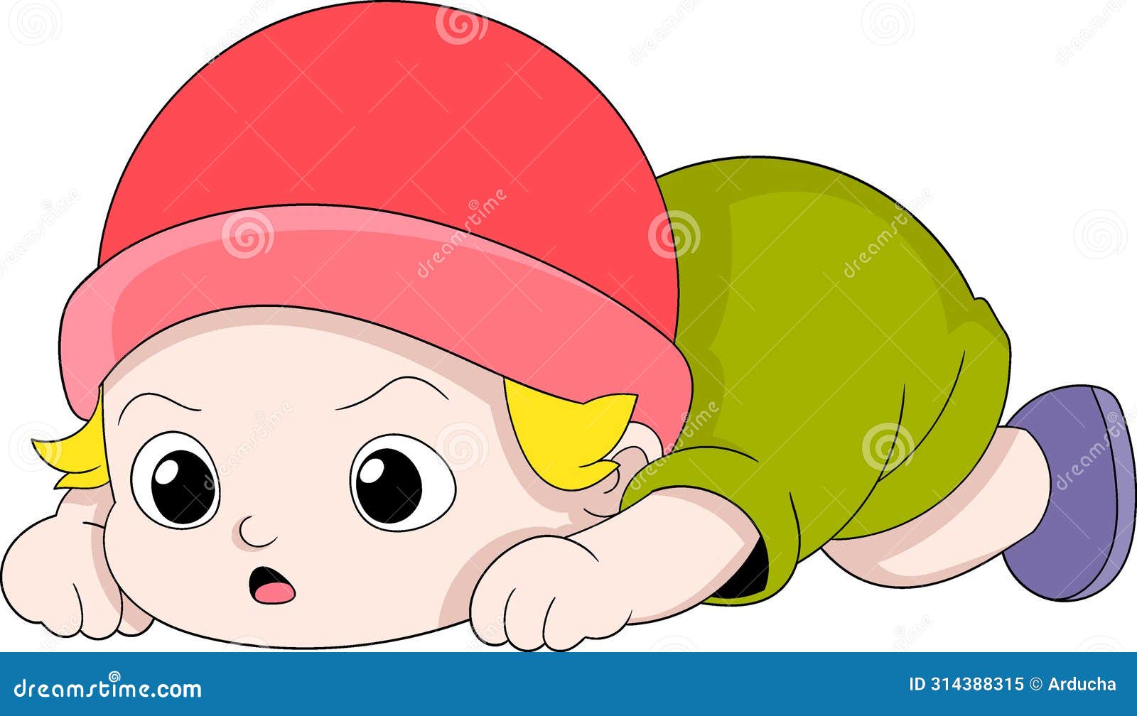 Illustration of Kids Activity Image, Baby Girl is Lying Down Practicing ...