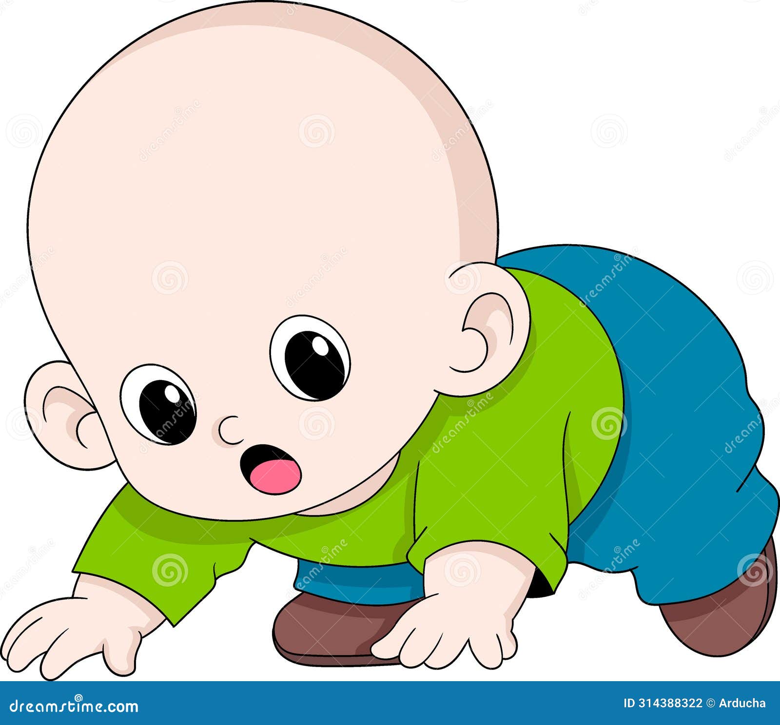 Illustration of Kids Activity Image, a Cute Bald Baby Boy is Practicing ...