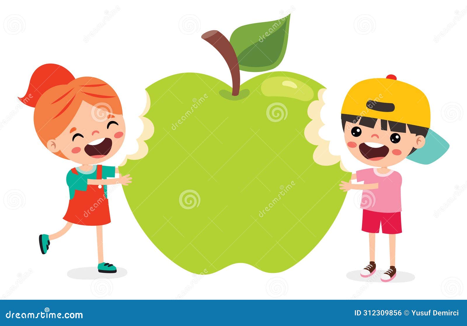 Illustration of Kids with Apple Stock Illustration - Illustration of ...