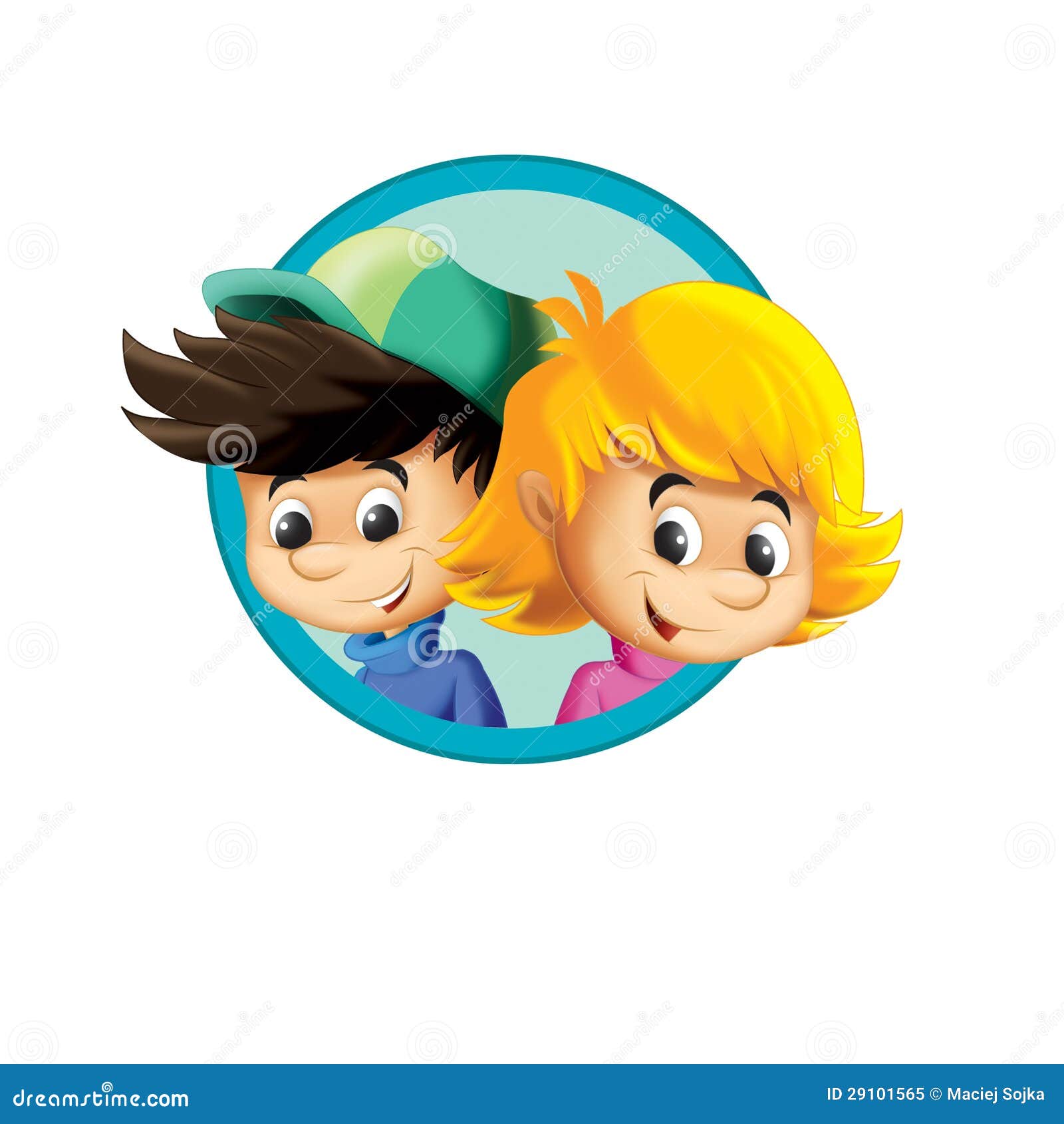 The Illustration of the Kids - Button - Icon Form - in Circle - Ellipse ...
