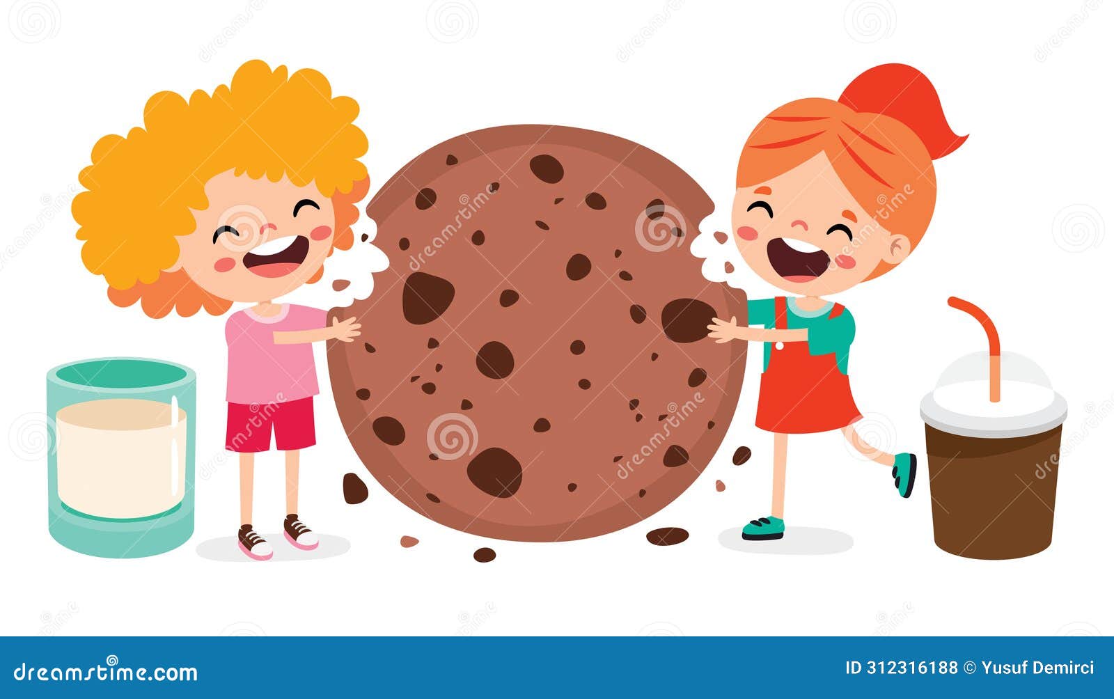 Illustration of Kids with Cookie Stock Illustration - Illustration of ...