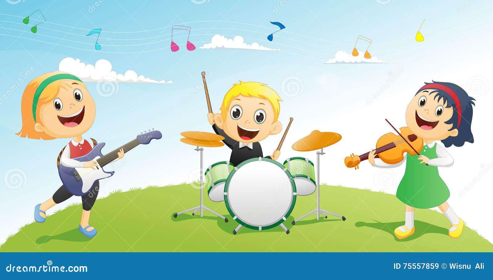 Illustration of Kids Playing Music Instrument Stock Vector ...