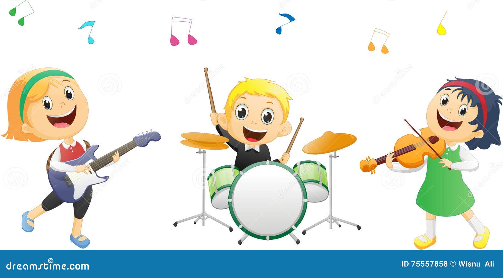 Illustration Of Kids Playing Music Instrument | CartoonDealer.com #75557858