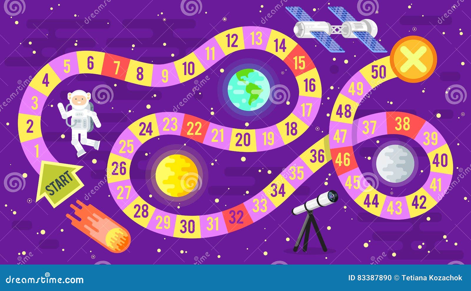 Illustration of Kids Science and Space Board Game. Stock Vector ...