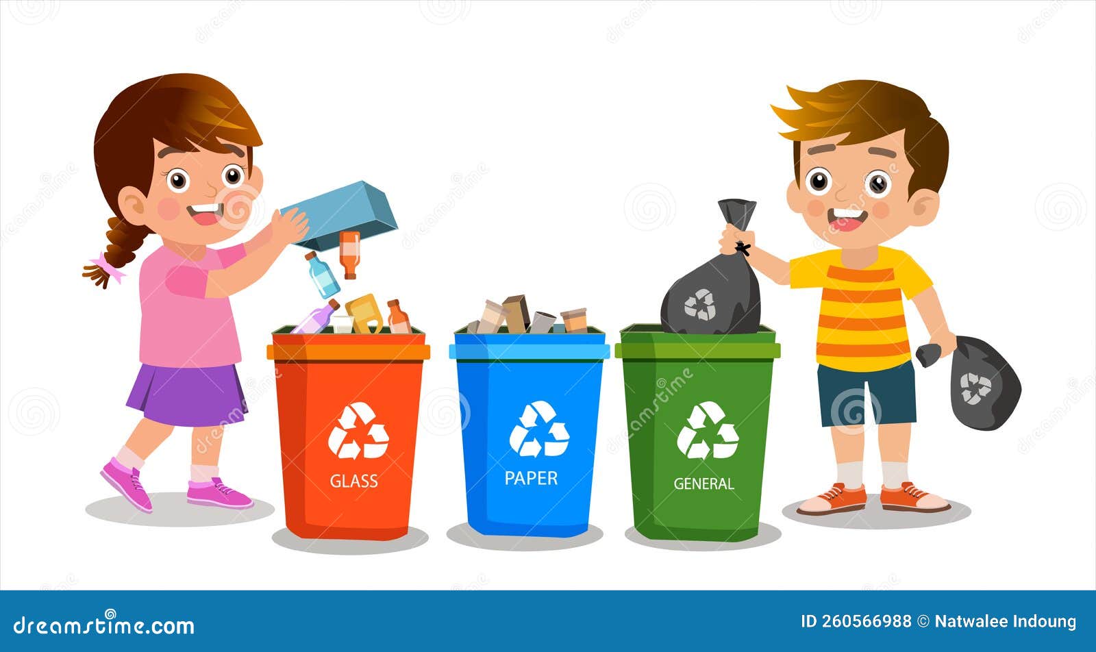 Illustration of Kids Segregating Trash Stock Illustration ...