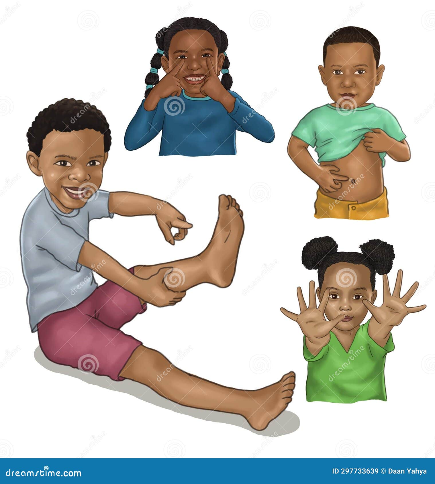 Illustration Kids Showing Their Body Part Stock Illustration ...