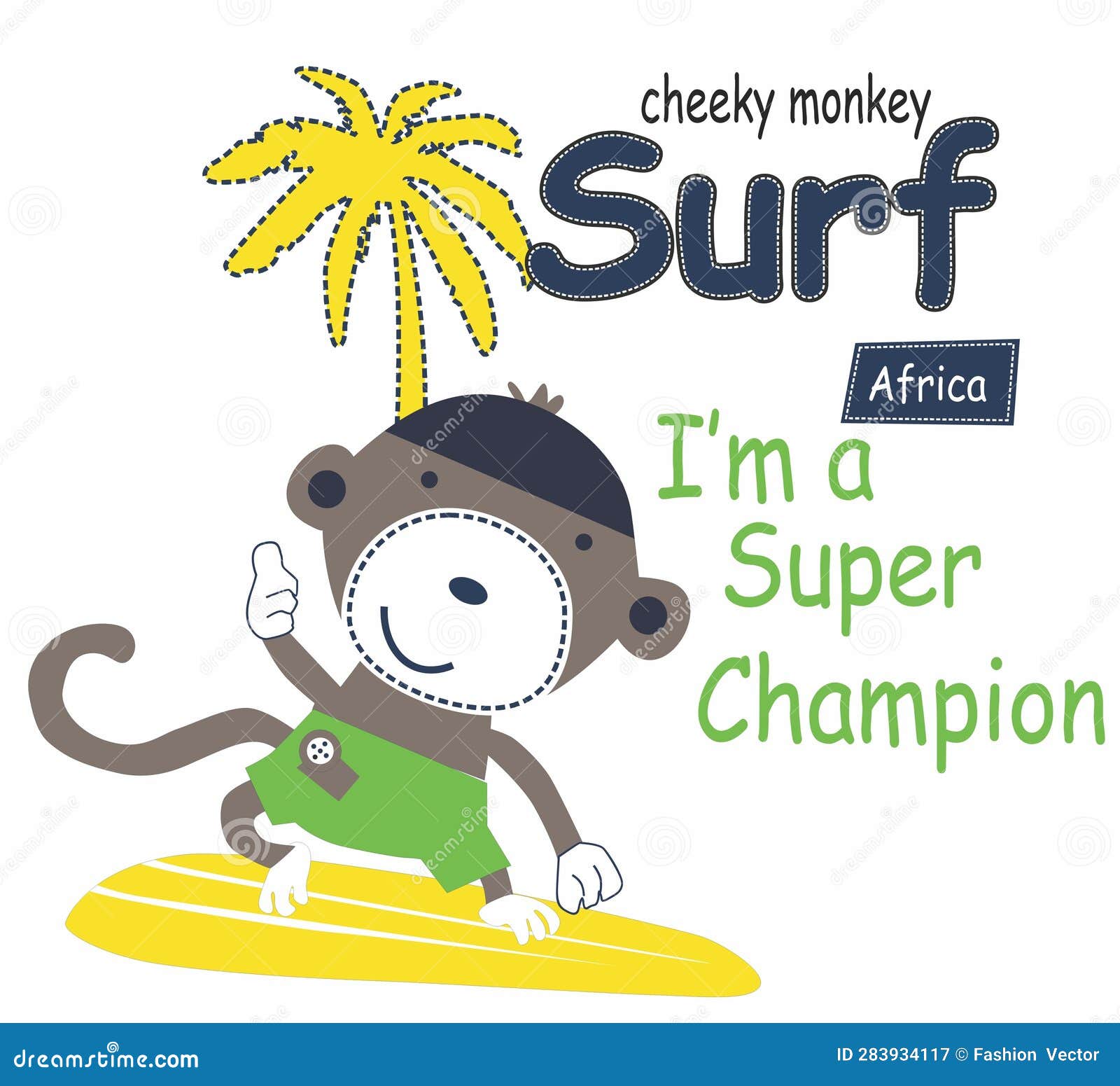 Kids Surf Monkey Print Vector Art Stock Vector - Illustration of ...