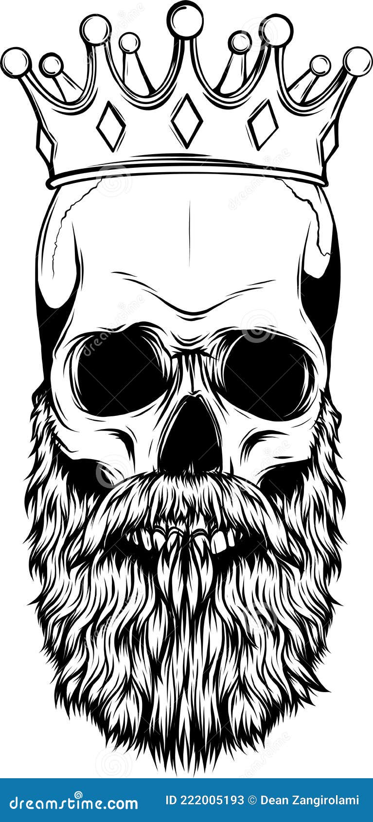 Vector Illustration of King Skull with Beard Stock Vector ...