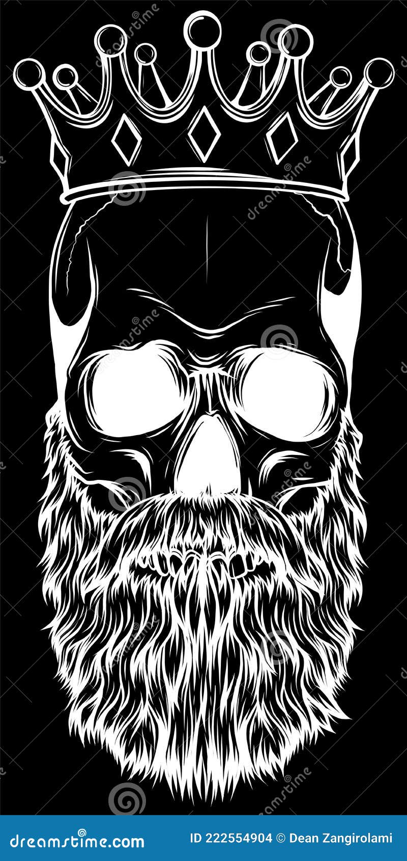 Vector Illustration of King Skull with Beard Stock Vector ...