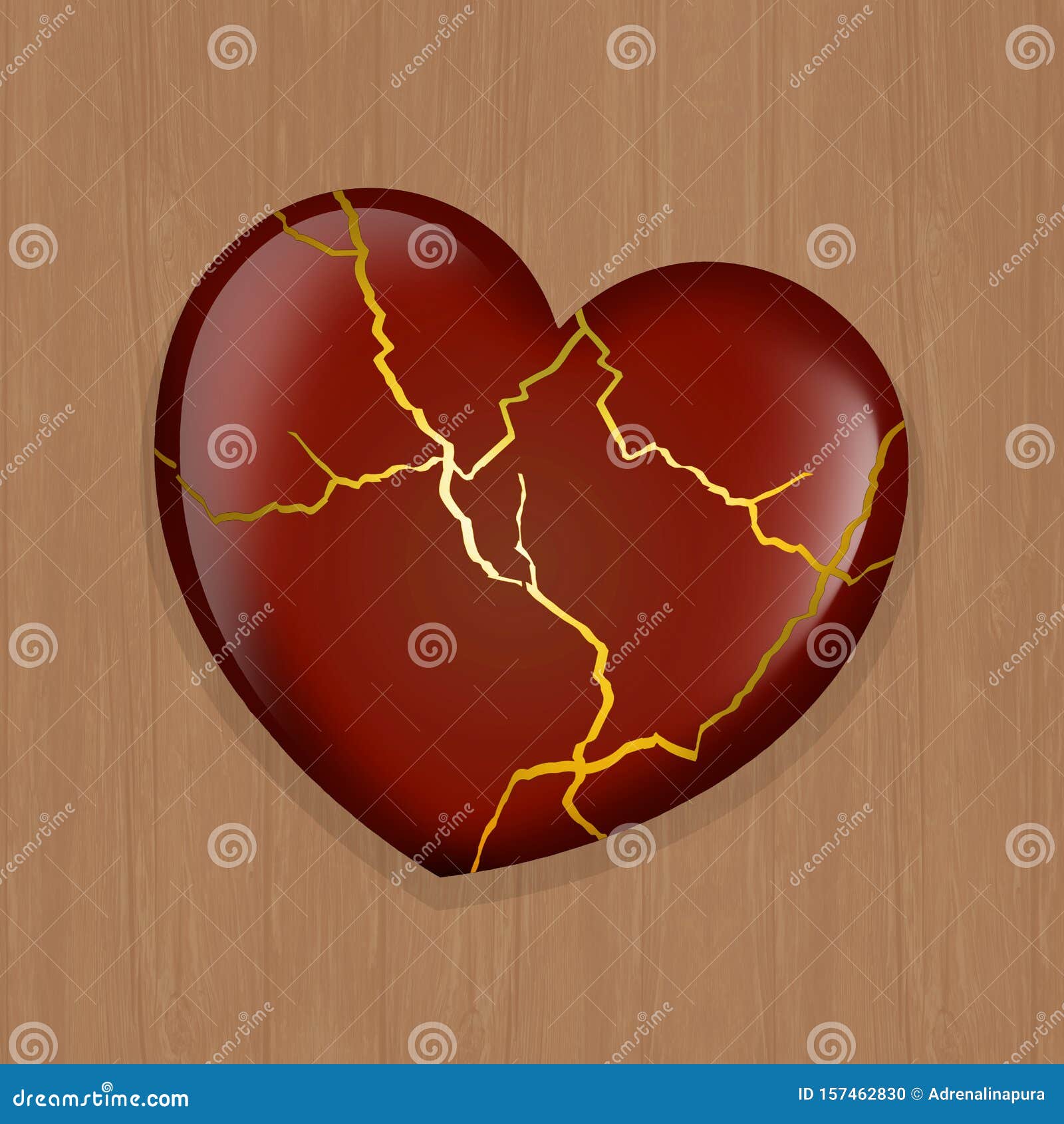 Illustration of Kintsugi Heart Stock Illustration - Illustration of ...