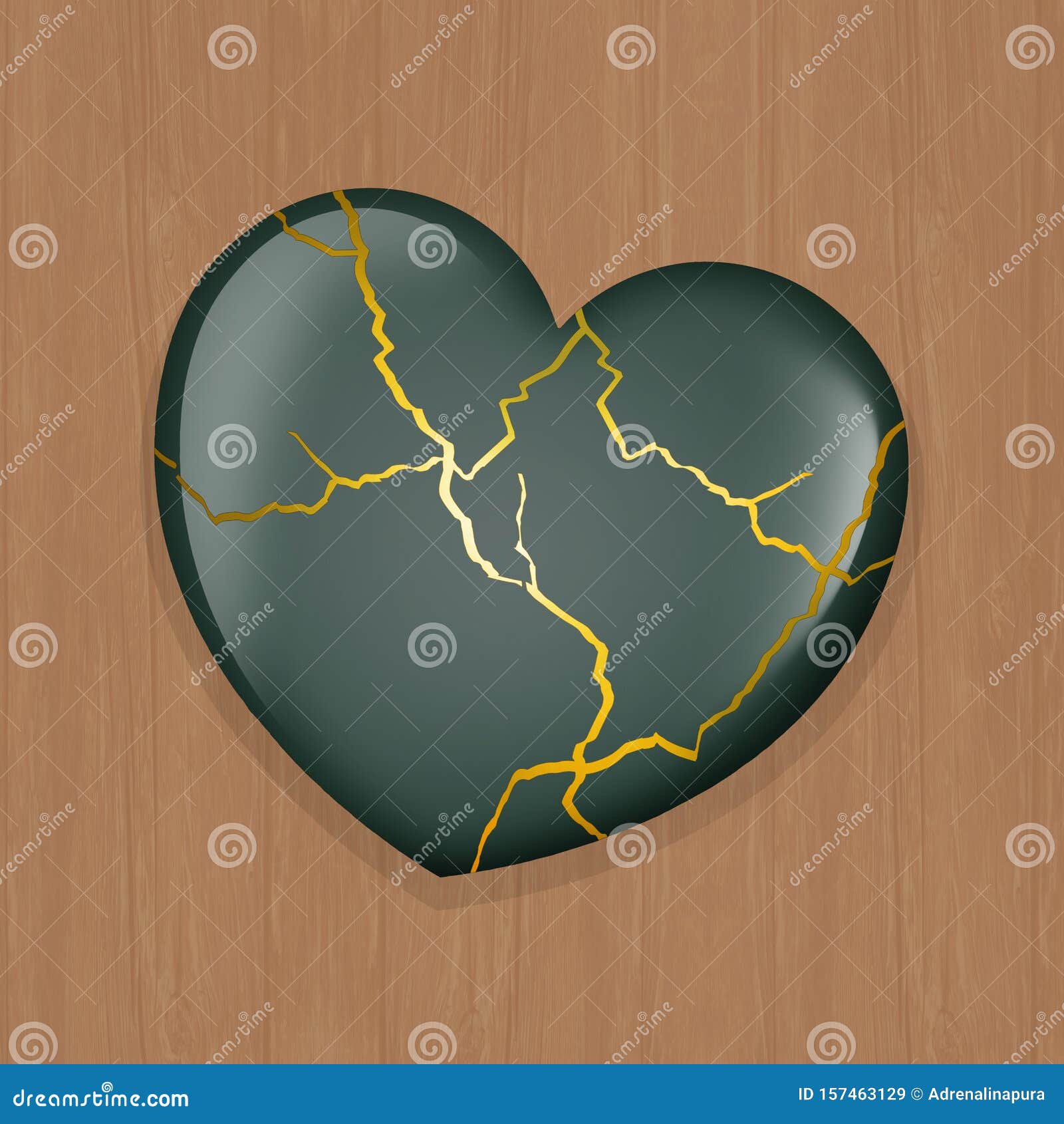 Illustration of Kintsugi Heart Stock Illustration - Illustration of ...