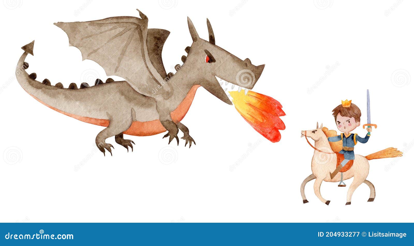 Illustration of a Knight Fighting a Big Scary Dragon. Stock ...