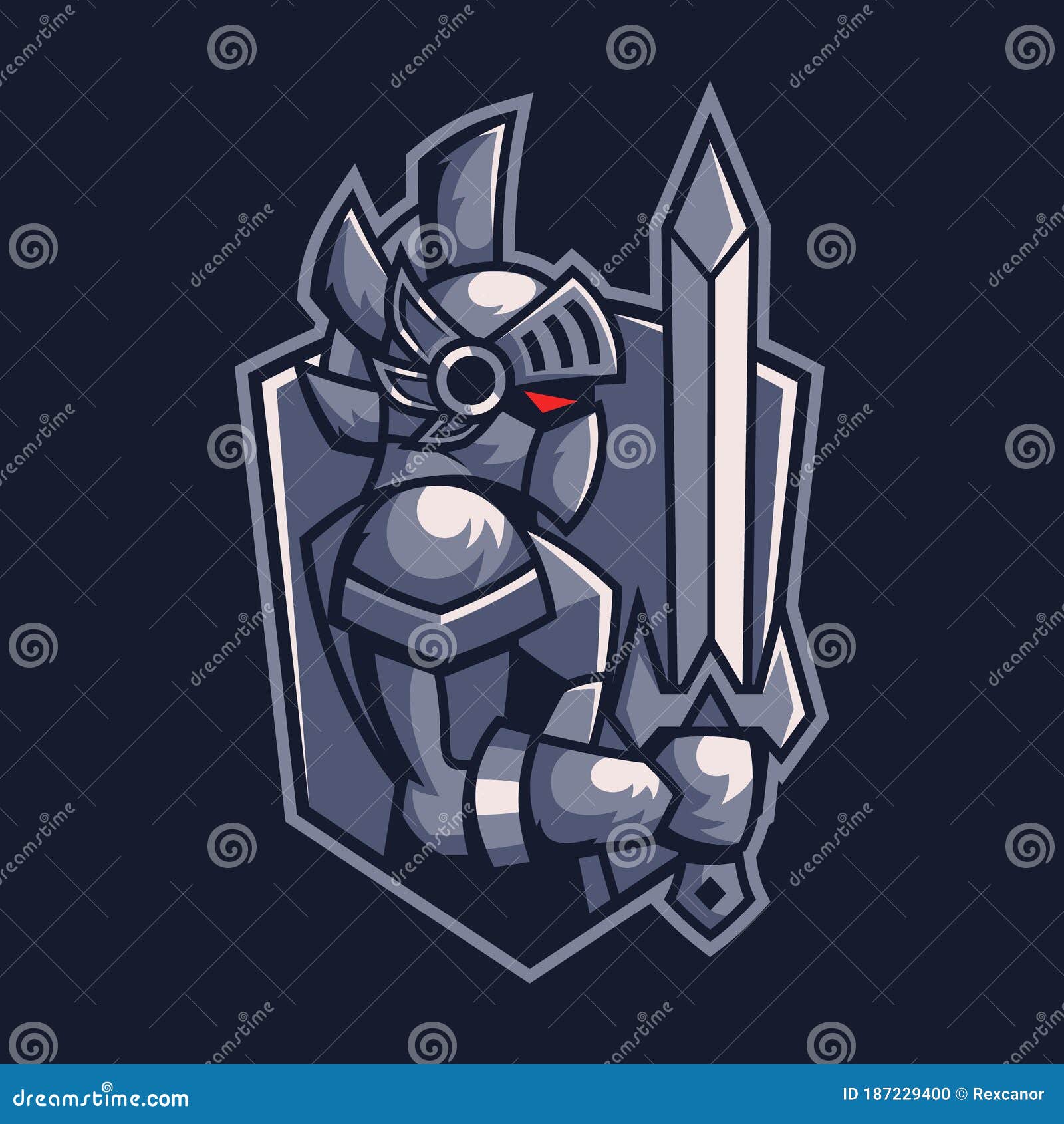Knight Warrior Swordsman Logo Design Stock Vector - Illustration of ...