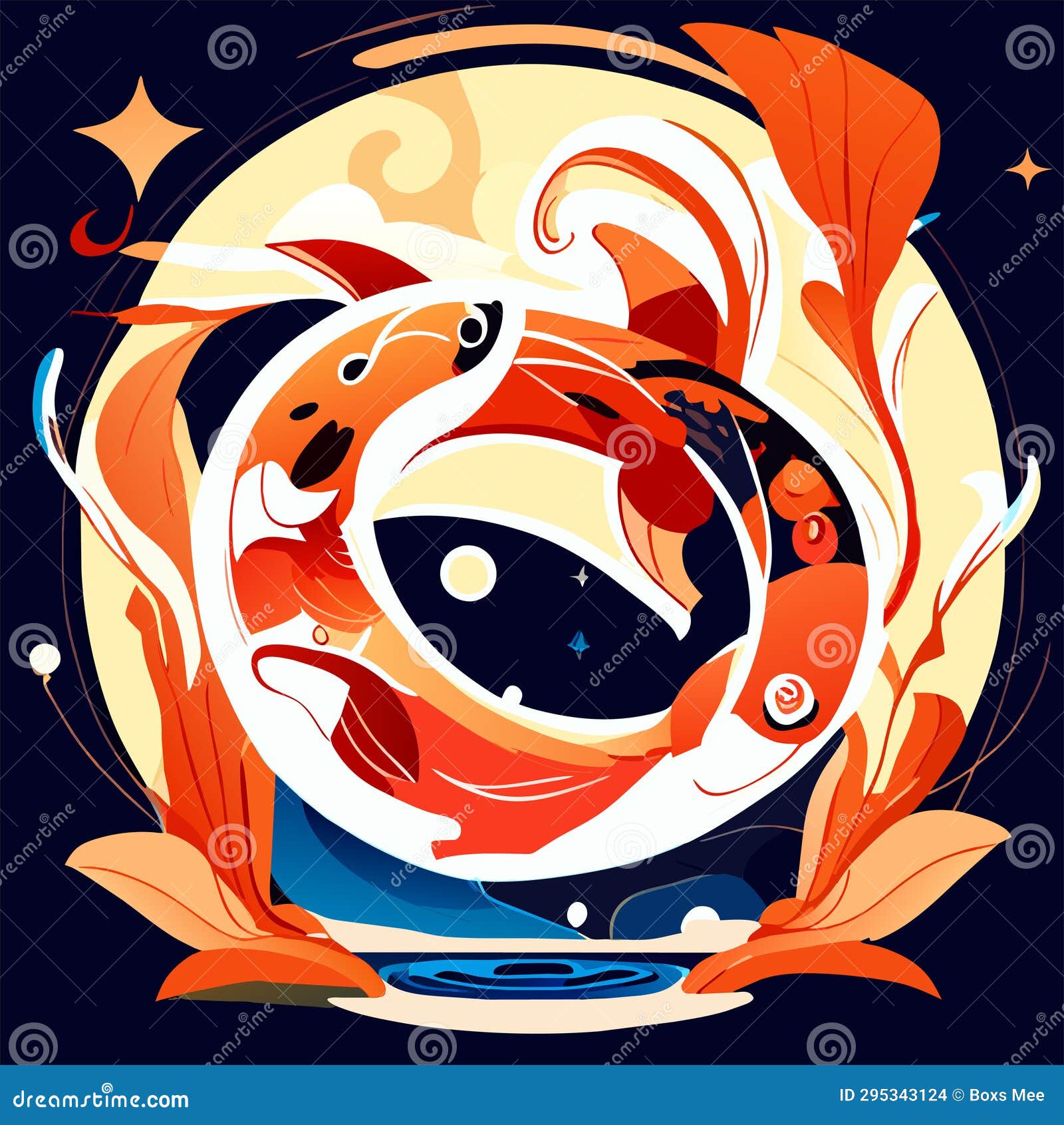 Illustration of a Koi Fish in a Circle with a Pattern AI Generated ...