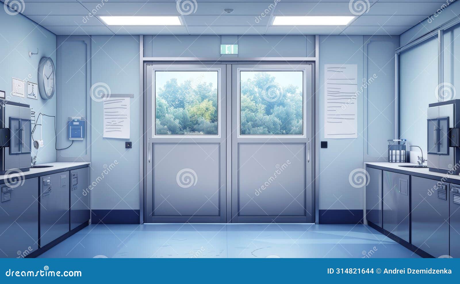 An Illustration of Laboratory Doors with Rectangular Windows that Can ...
